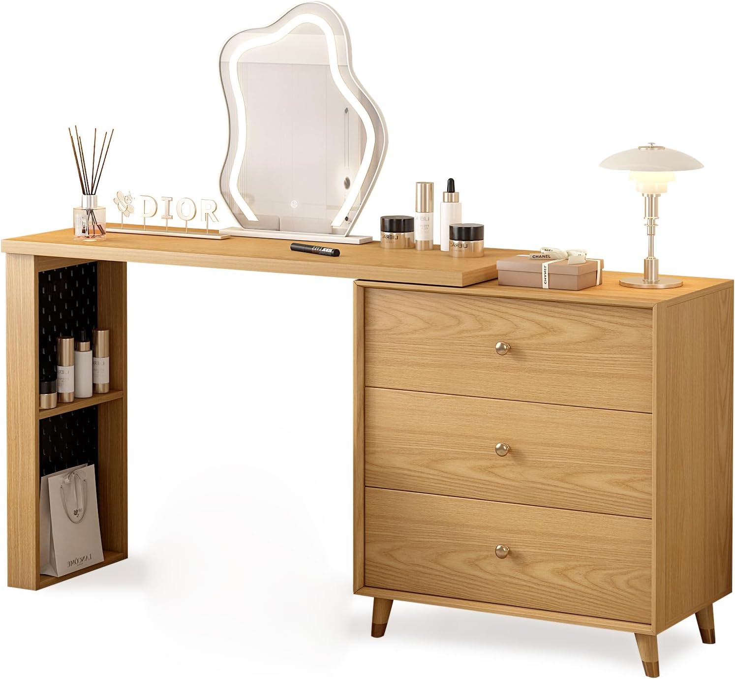 Amazon.com: ECACAD 2 in 1 Vanity Desk, Shape Adjustable Vanity Table ...