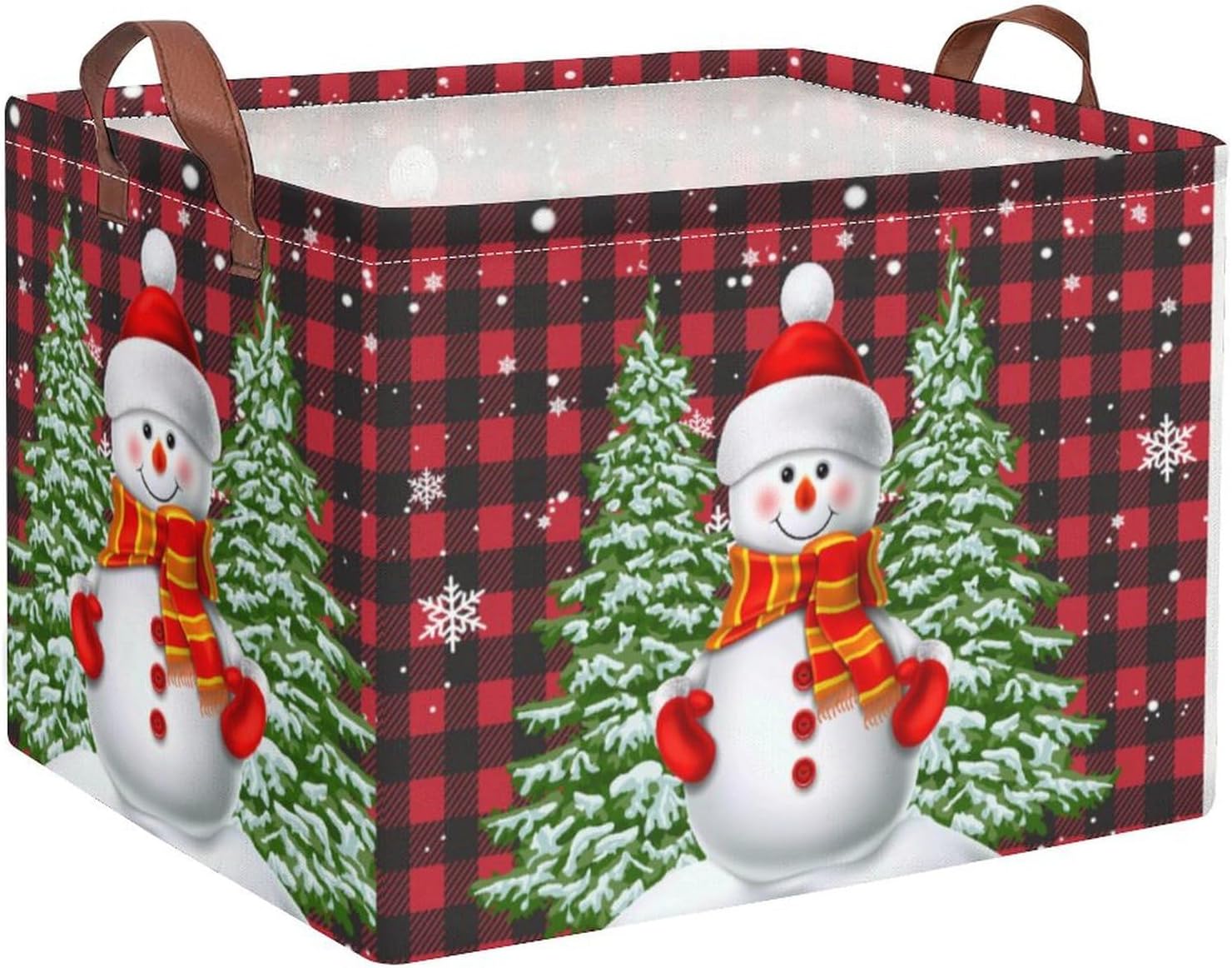 Amazon.com: WYNIM Christmas Plaid Snowman Storage Baskets,Collapsible ...