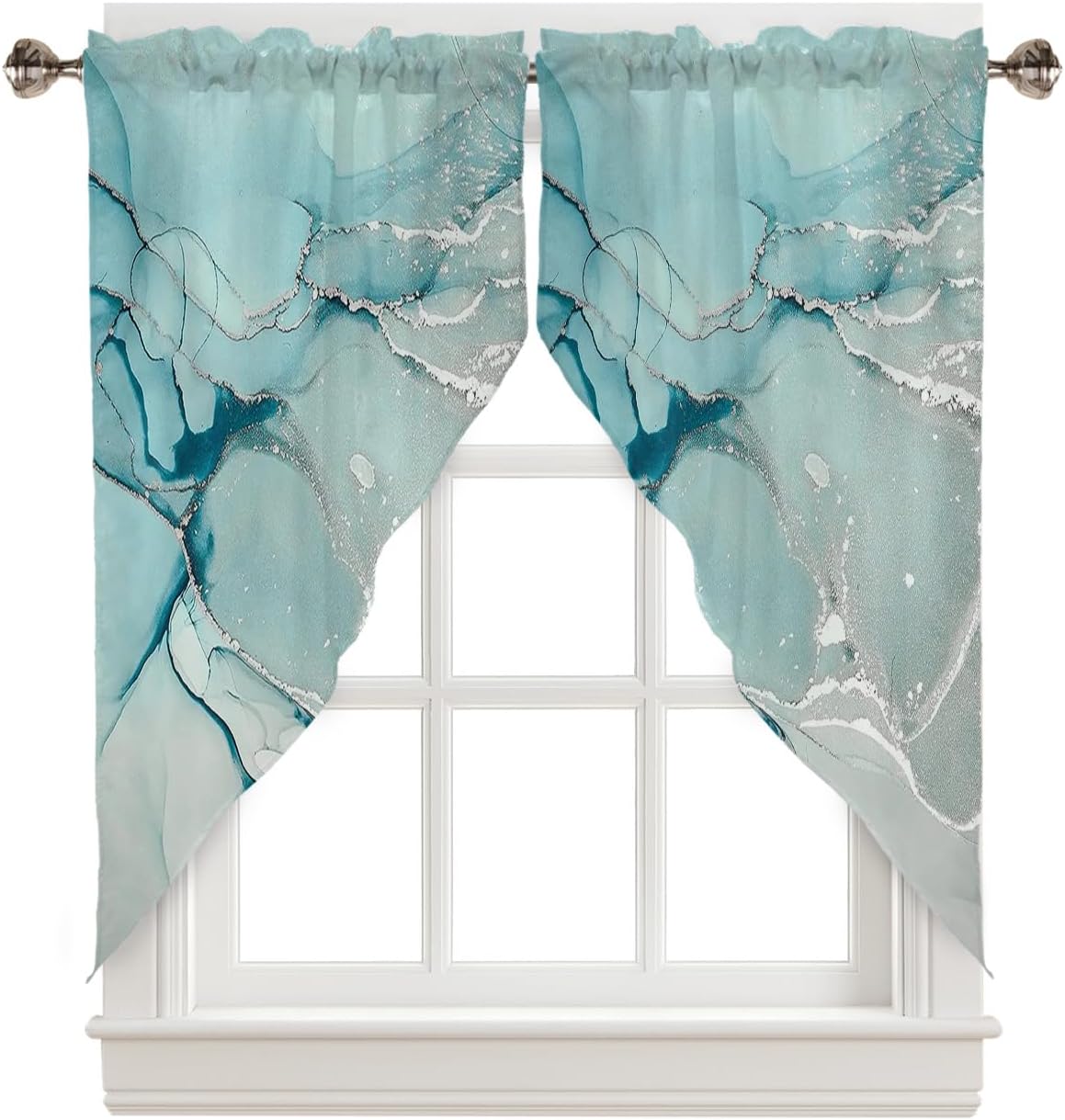 Amazon.com: EwdeWwo Marble Swag Curtains Abstract Ink Paint Turquoise ...