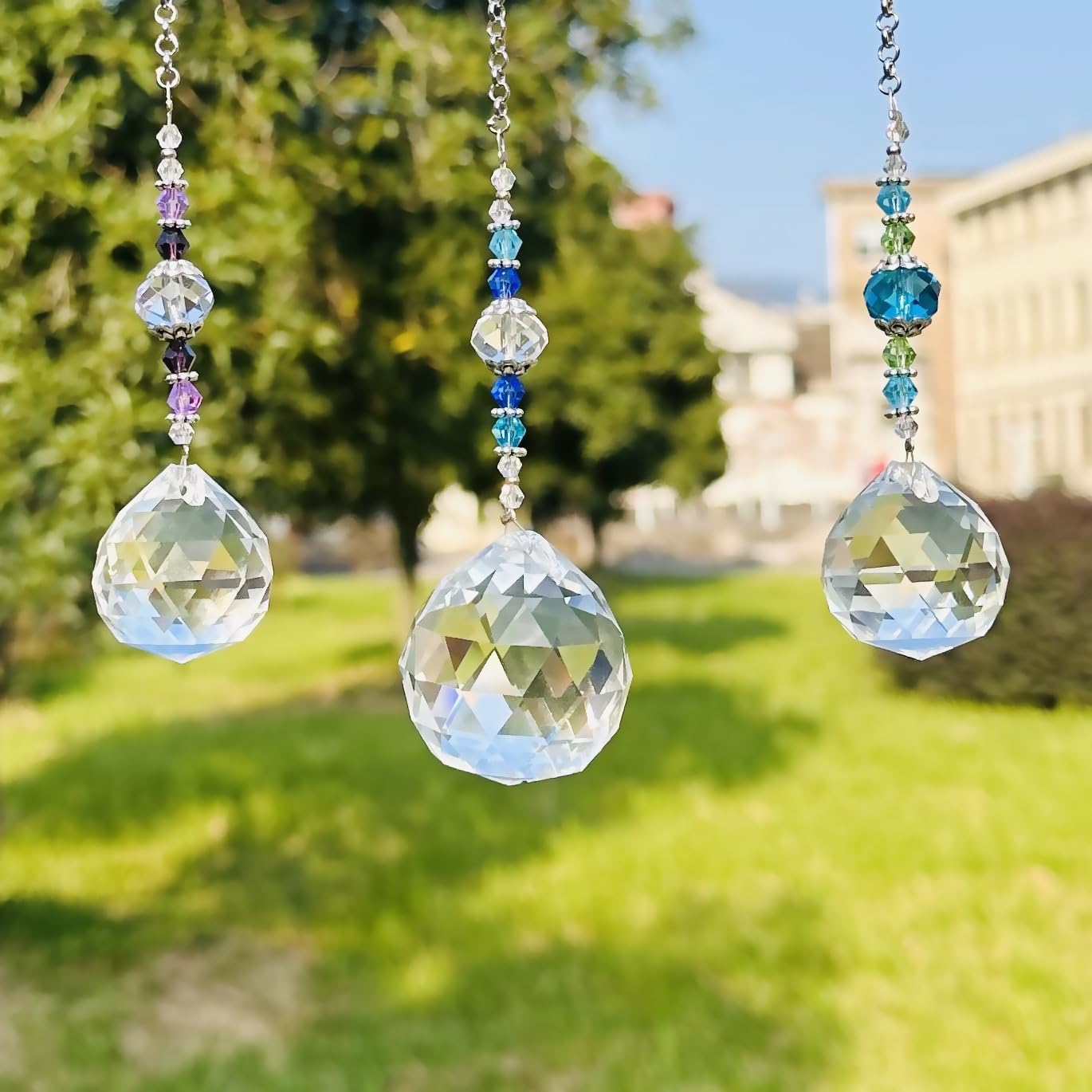 Amazon.com: Hanobo Pack of 3 Clear Ball Crystal Suncatcher, Rainbow ...