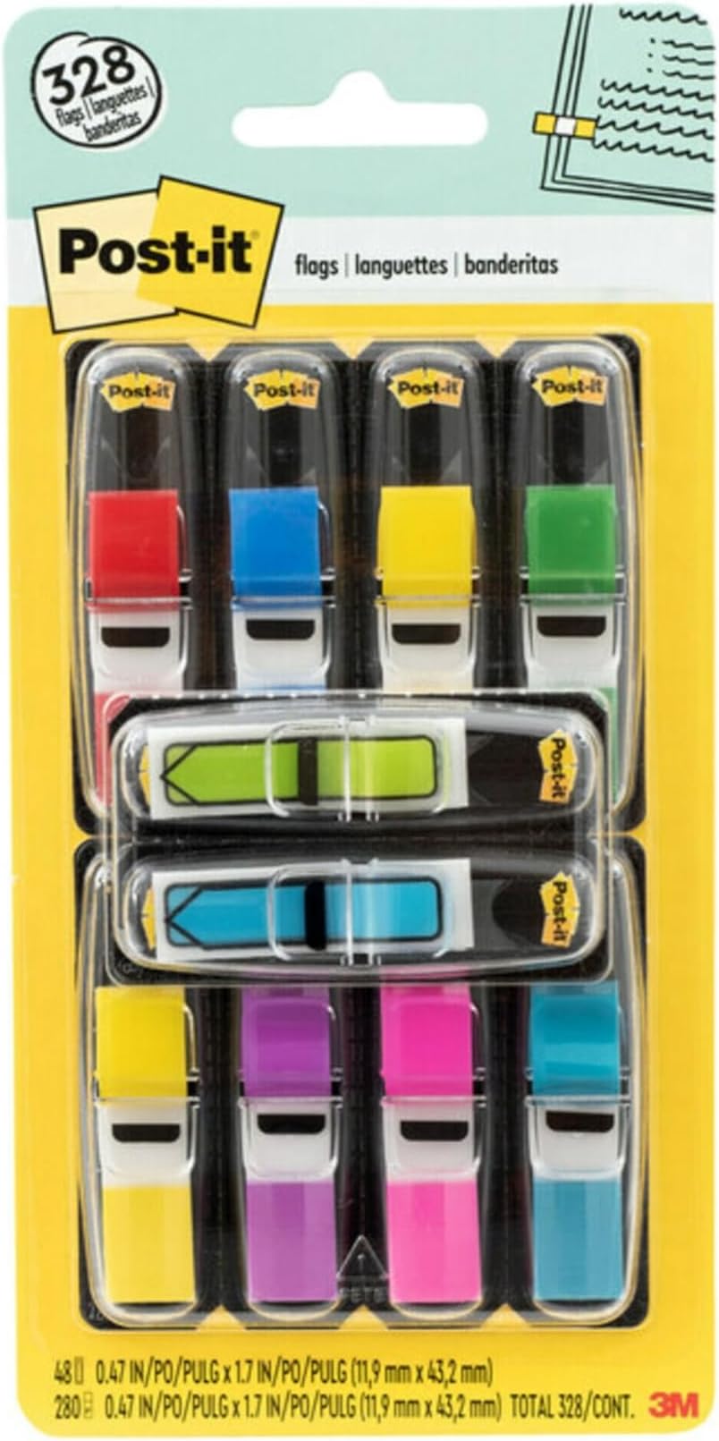 Post-it Flags Assorted Colours Value Pack 11.9mm x 43.2mm 683-VAD1 ...