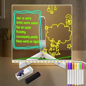 Amazon.com : Led Note Board with Colors, Acrylic Dry Erase Board with ...