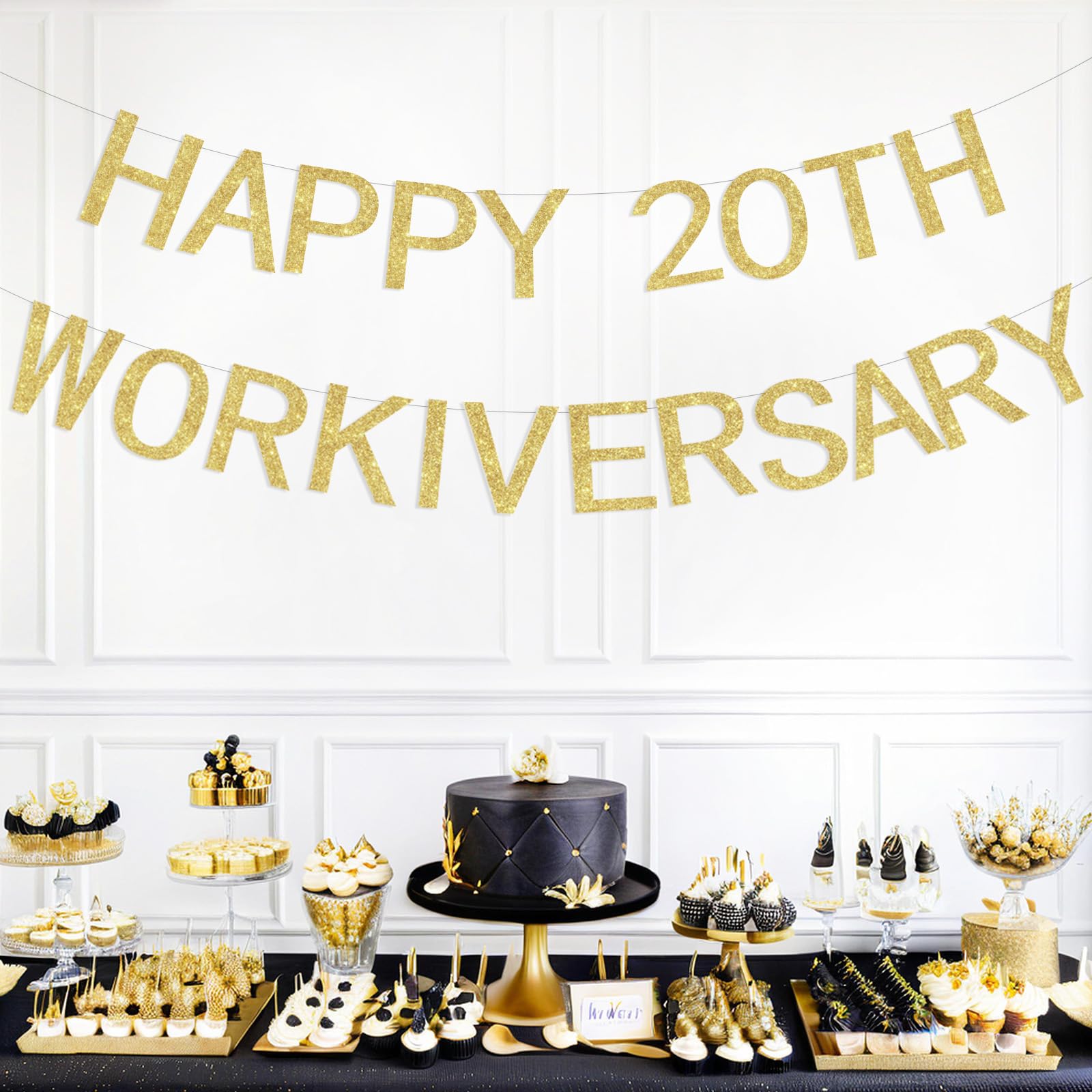 Wonmelody 20th Work Anniversary Decoration Gold Happy 20th Workiversary ...