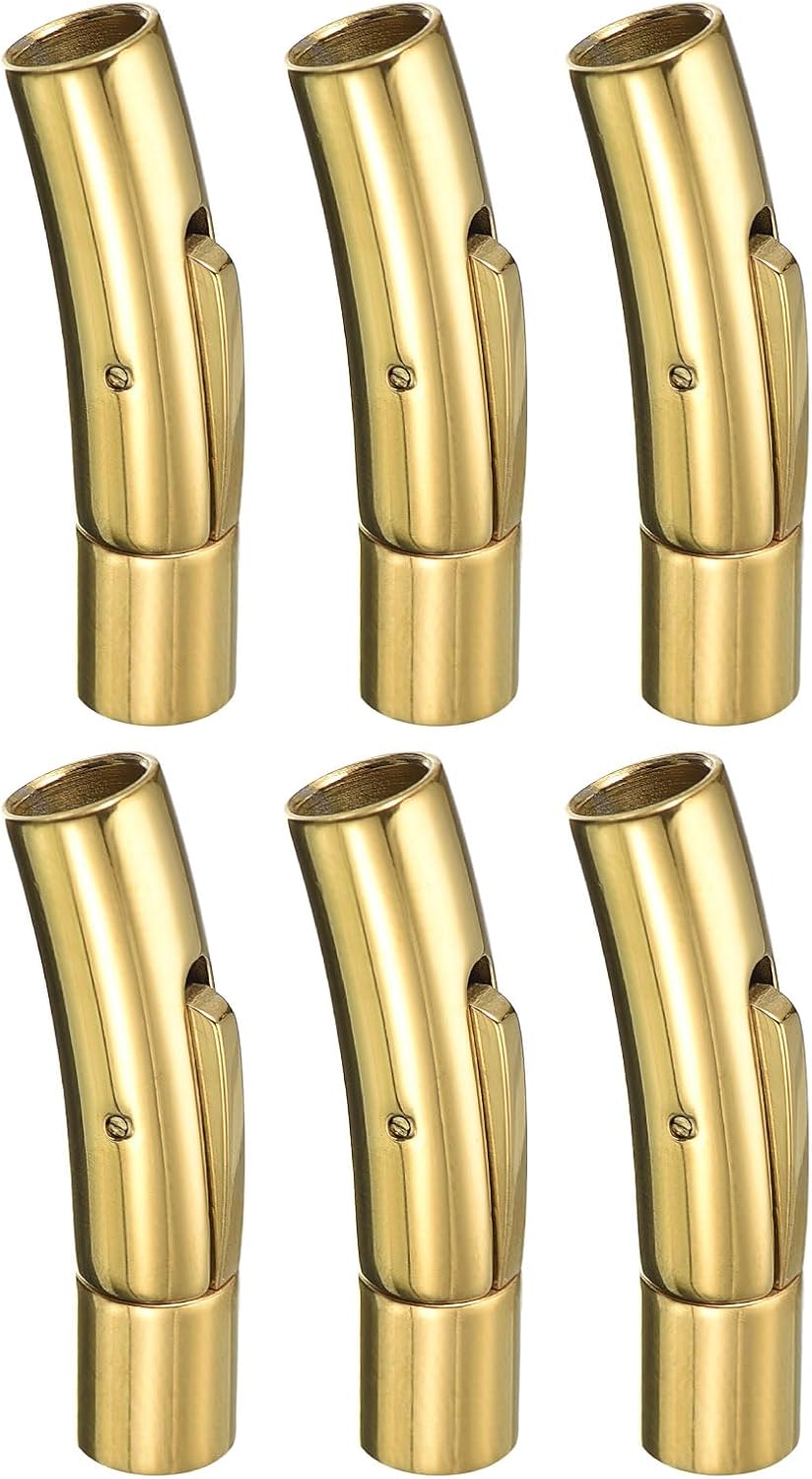 Amazon.com: uxcell Leather Cord End Clasp, 6Pcs 5mm Hole Column Clasps ...