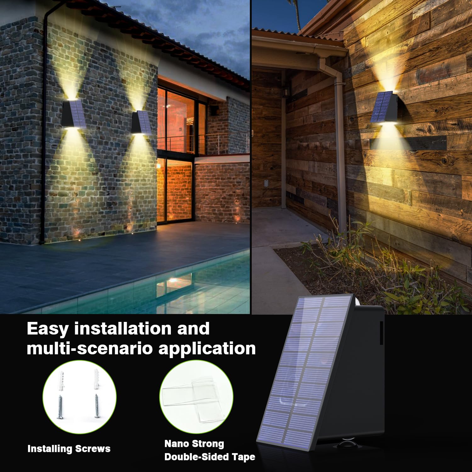 Up Down Solar Lights Fence Patio 4000K SOTTLOT Solar Wall Lights ...