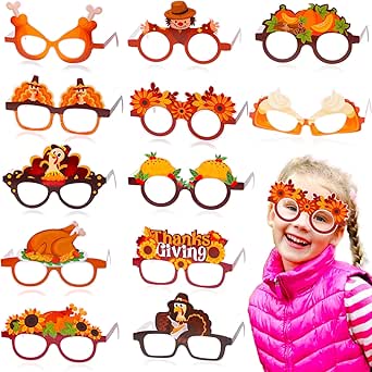 Amazon.com: DIYASY 48 Pcs Thanksgiving Glasses, Funny Turkey Eyeglasses ...