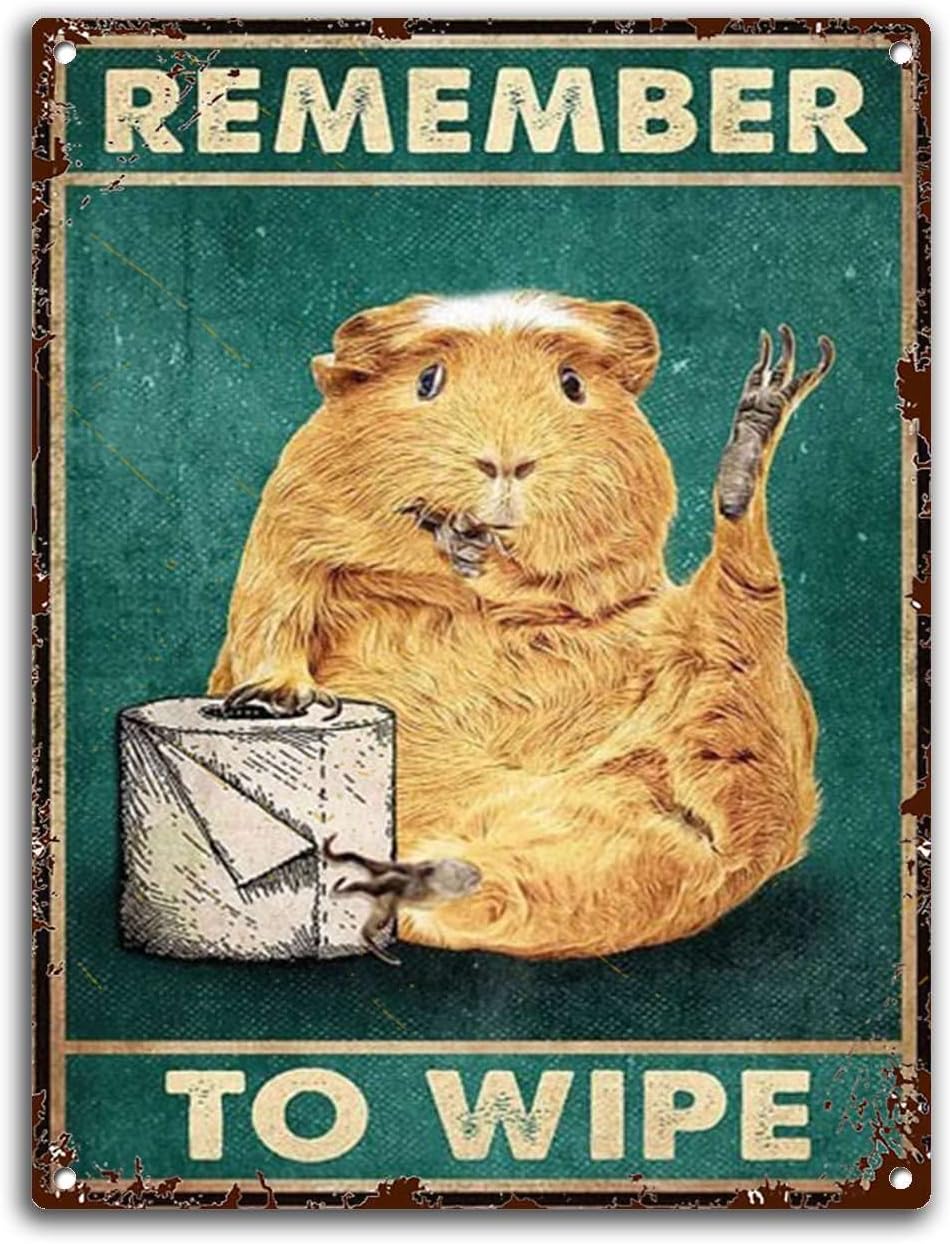 Amazon.com: Funny Metal Wall Signs Remember to Wipe Guinea Pig Bathroom ...