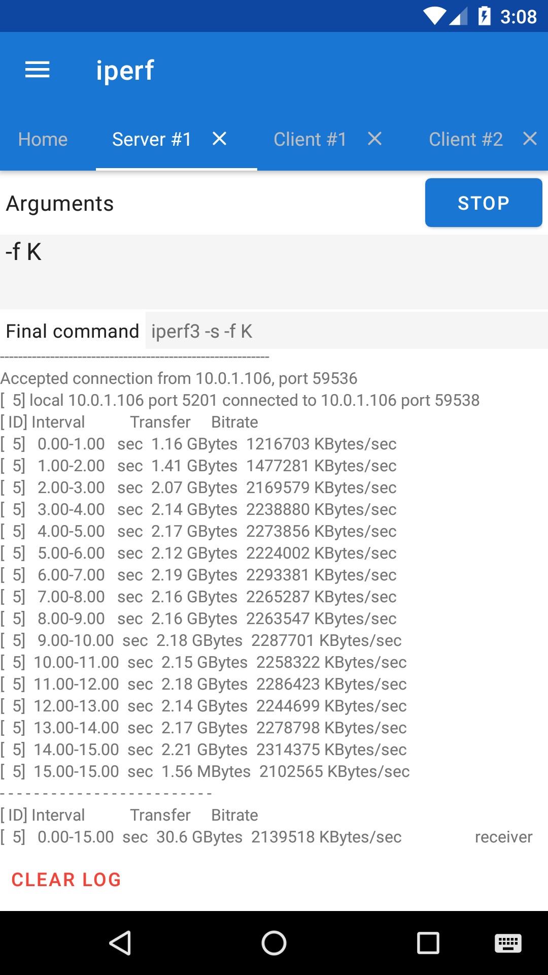 iperf - Bandwidth measurements - App on Amazon Appstore