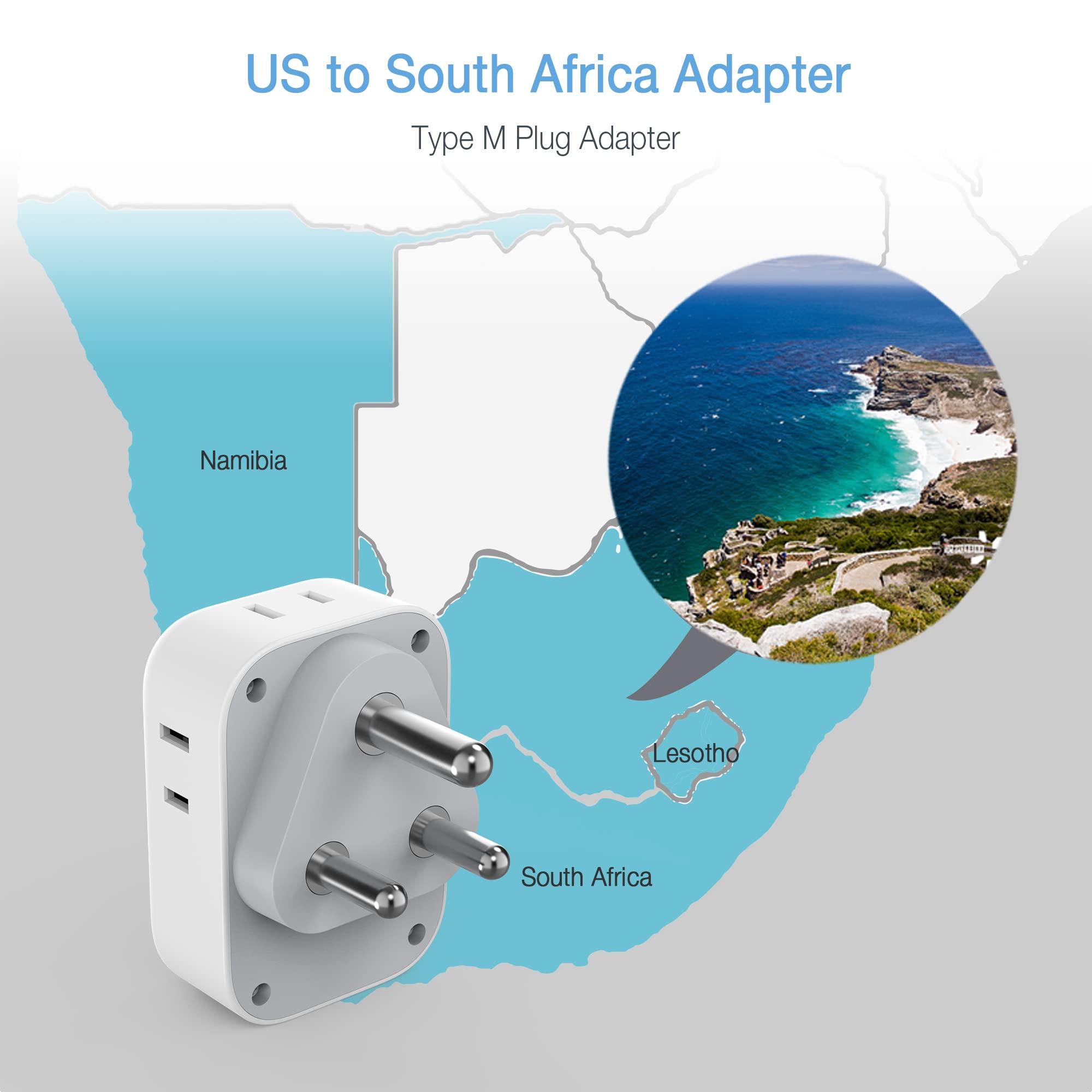 Snapklik.com : TESSAN South Africa Power Adapter, Type M Travel Plug ...