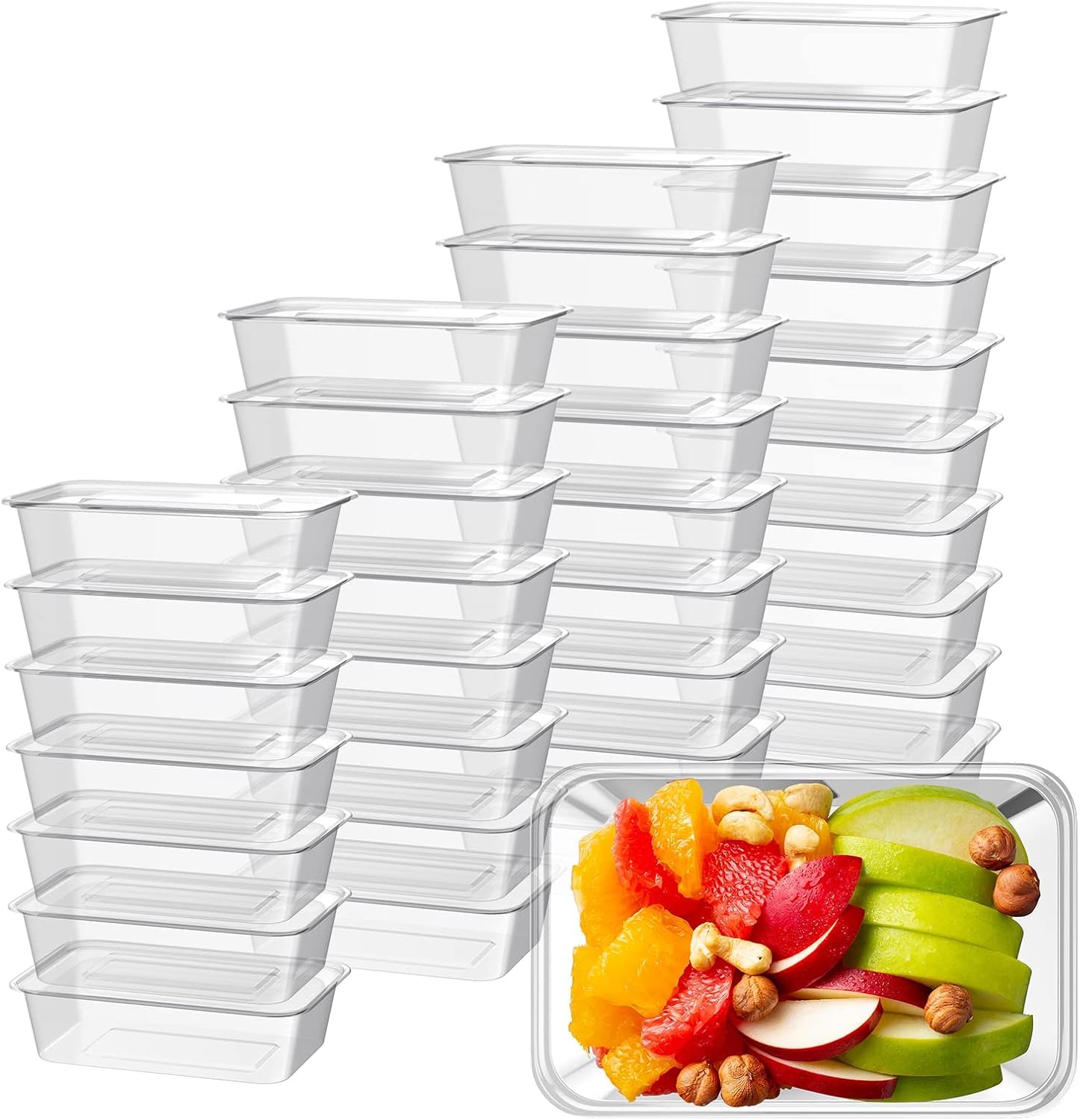 450ml Food Containers with Lids, Reusable Rectangular Takeaway ...