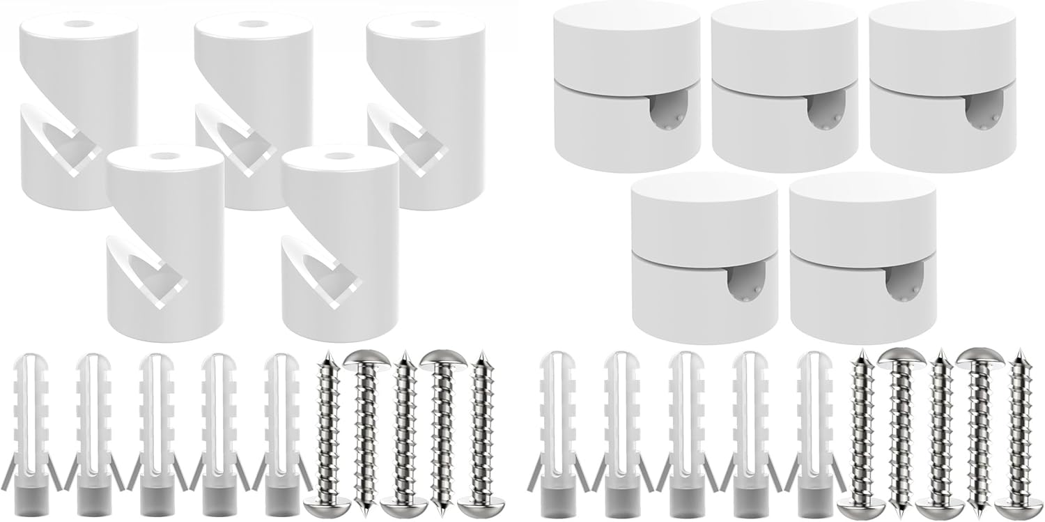 5x Swag Ceiling Hook & 5x Two-part Swag Cord Hook White, Pendant Hook ...