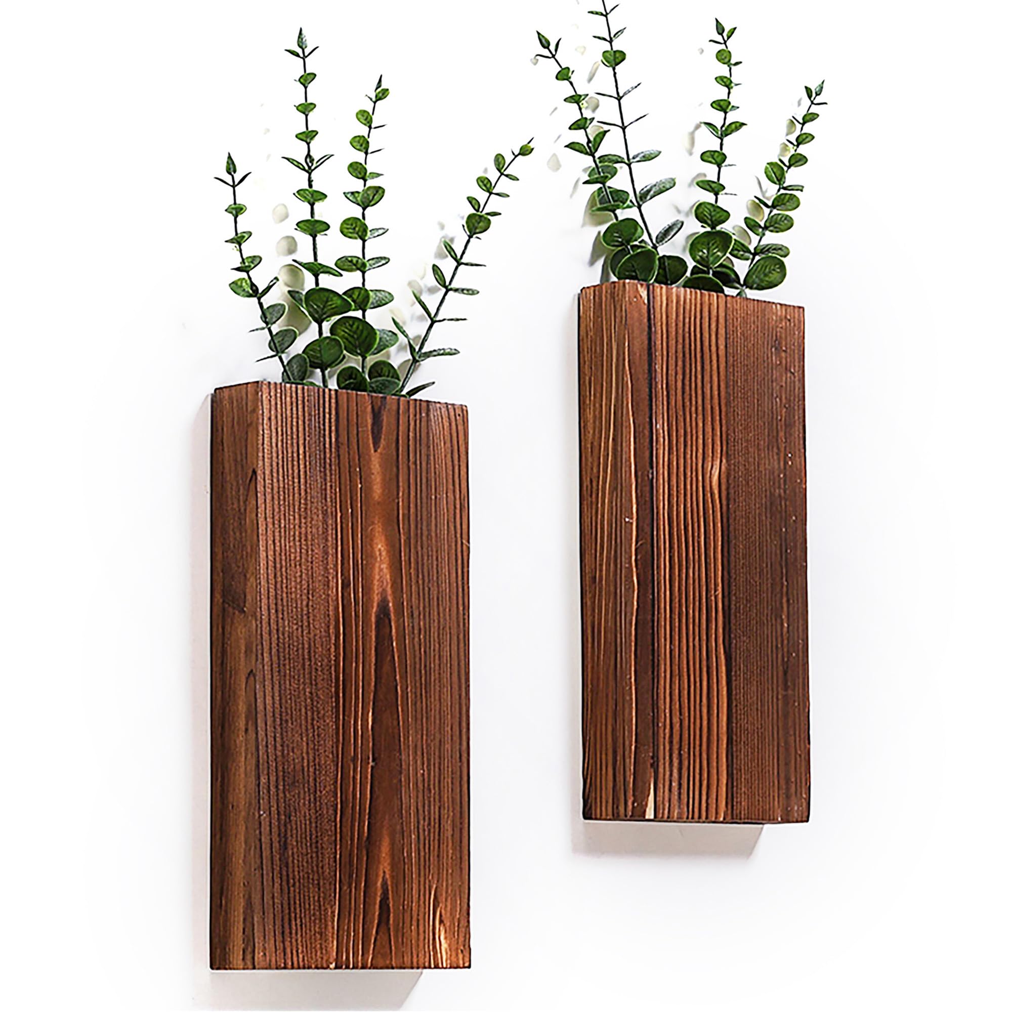 Amazon.com : Sawoake 2 Pcs Wood Wall Plants Vase, Modern Farmhouse ...