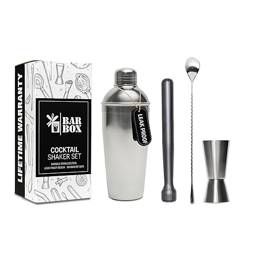 Buy Bar Box 4-Piece Cocktail Shaker Set – Bartending Kit with Mixer ...