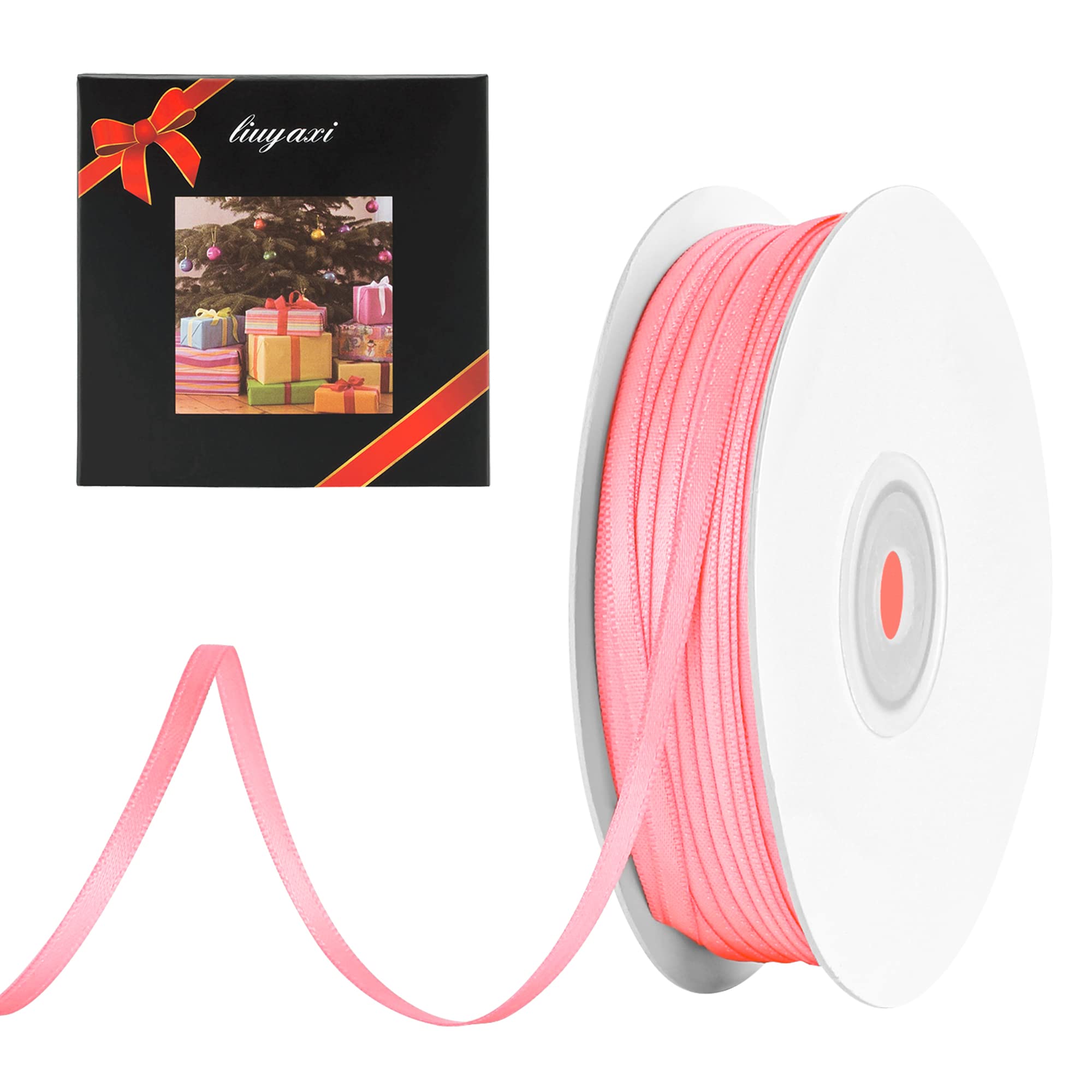 Snapklik.com : Pink Double Faced Satin Ribbon, 1/8" X Continuous 100 ...