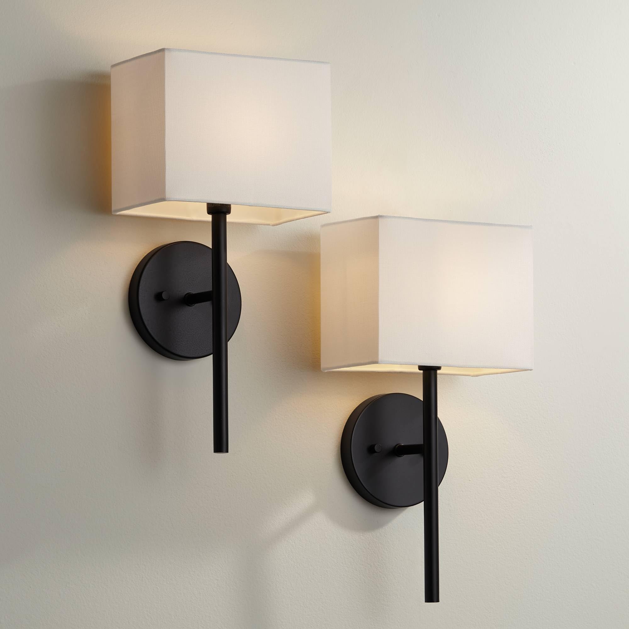 Possini Euro Design Favreau Modern Wall Light Sconces Set of 2 Black ...