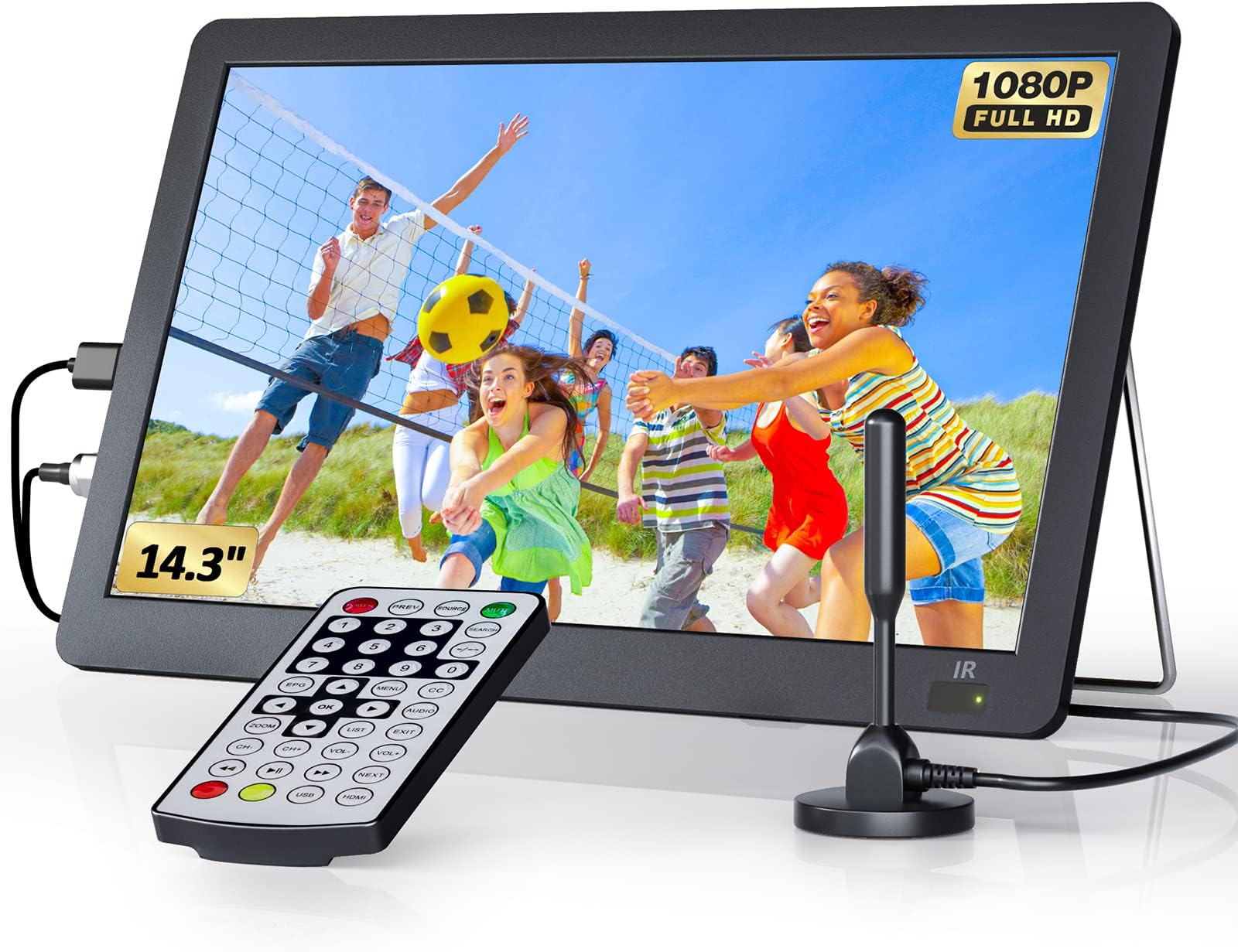 Amazon.com: Desobry 14.3" Portable TV with Antenna ATSC Tuner, 1080P ...