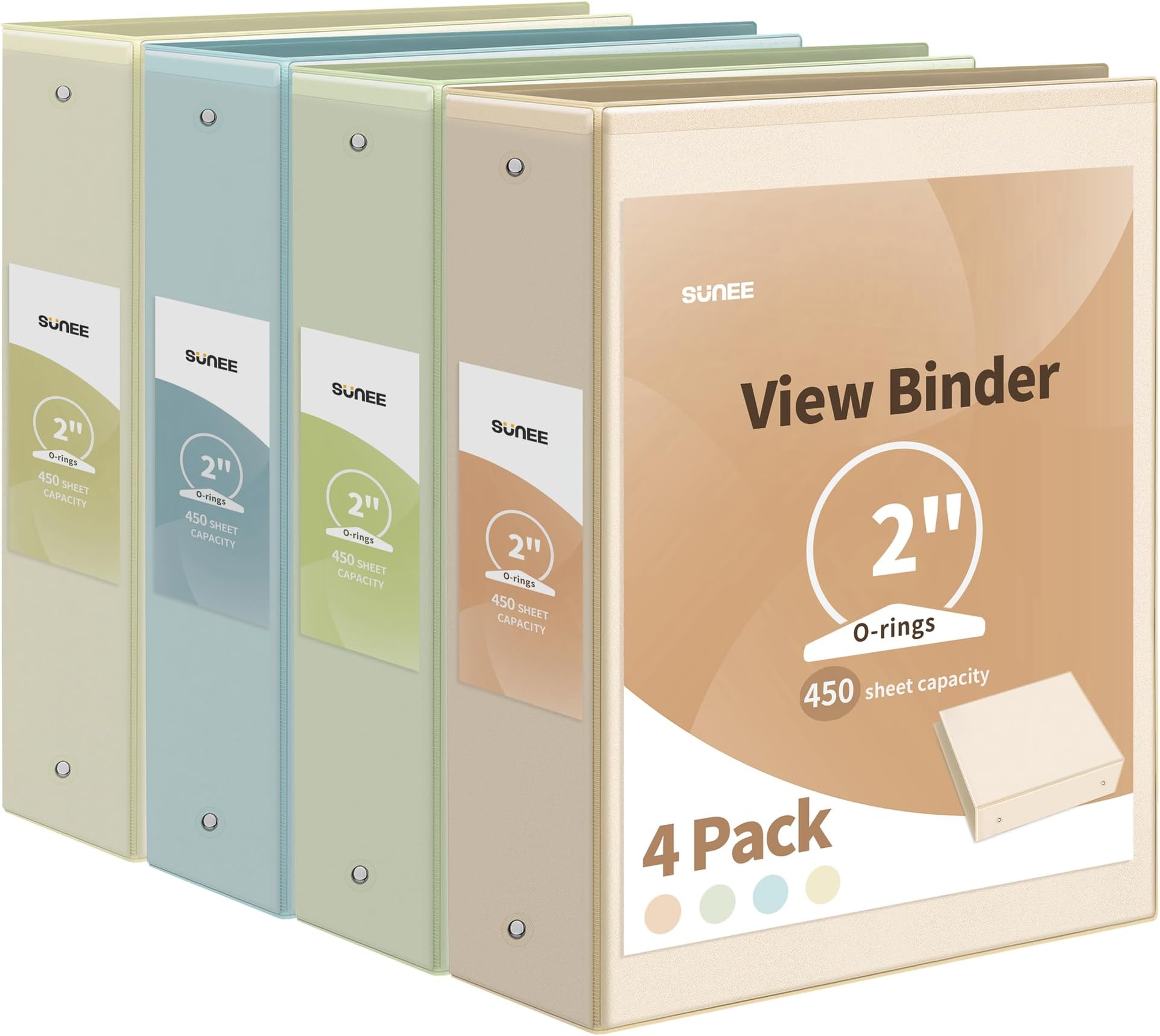 Amazon.com : SUNEE Binder & Sheet Protector Bundle, 4pcs 2IN 3-Ring ...