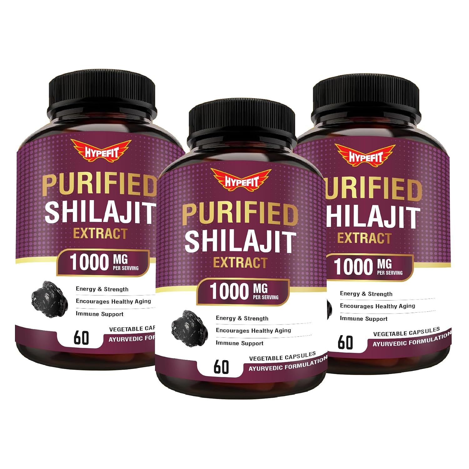 HYPEFIT Shilajit Capsules For Men 60 Capsules | Purified Shilajit 500 ...