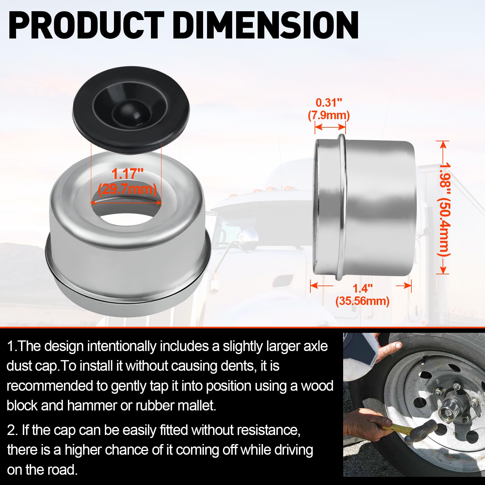 Snapklik.com : 4PCS 1.98" Trailer Hub Cap, Trailer Spindle Bearing Dust ...