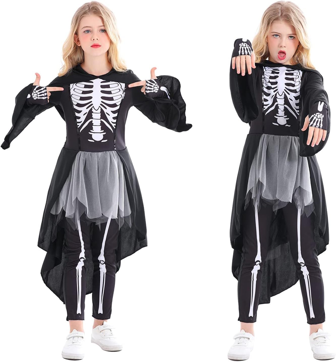 Amazon.com: JUST FOR PARTY Kids Halloween Skeleton Costume for Girls ...