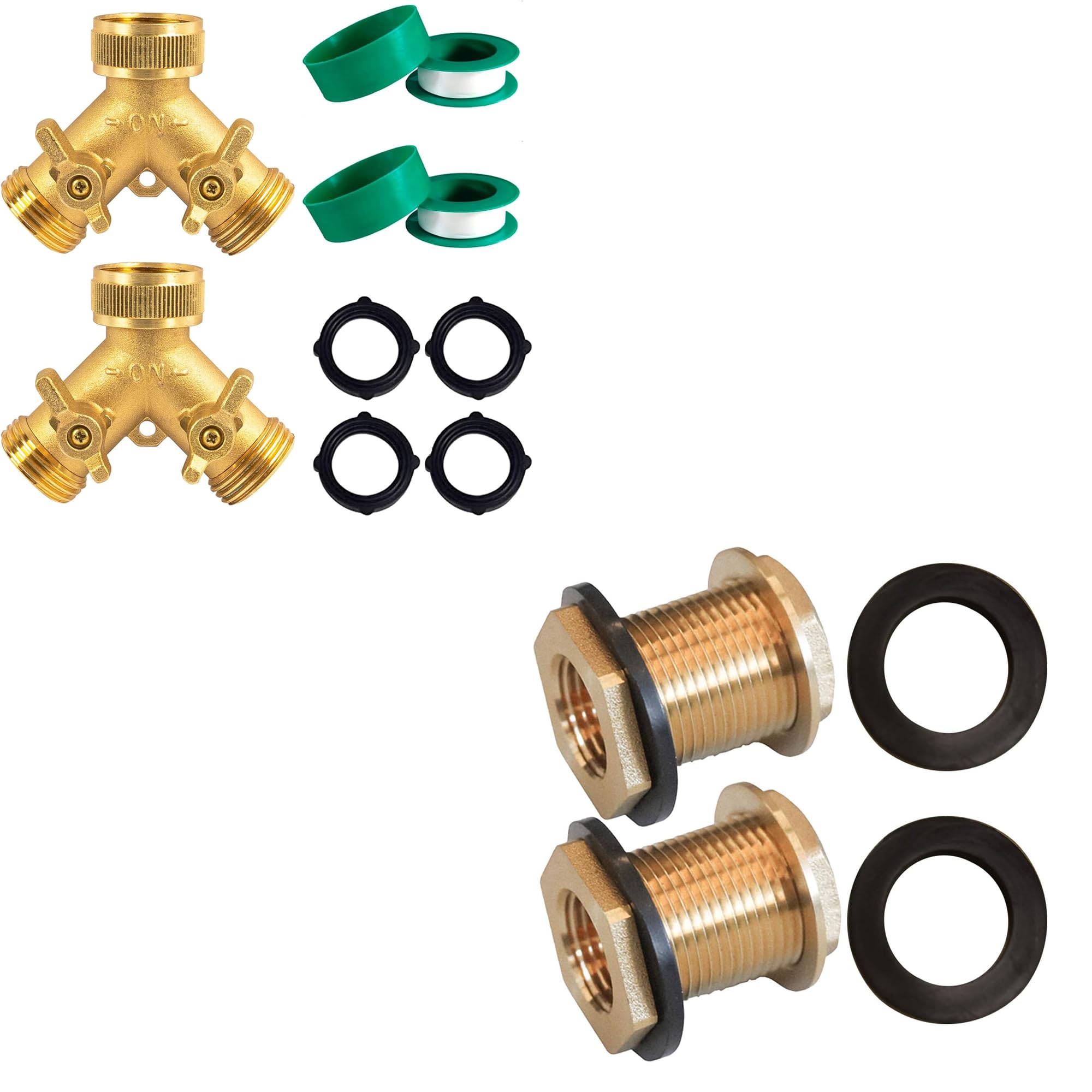 Amazon.com: Hourleey 2 Way Garden Hose Splitter + Bulkhead Fitting ...