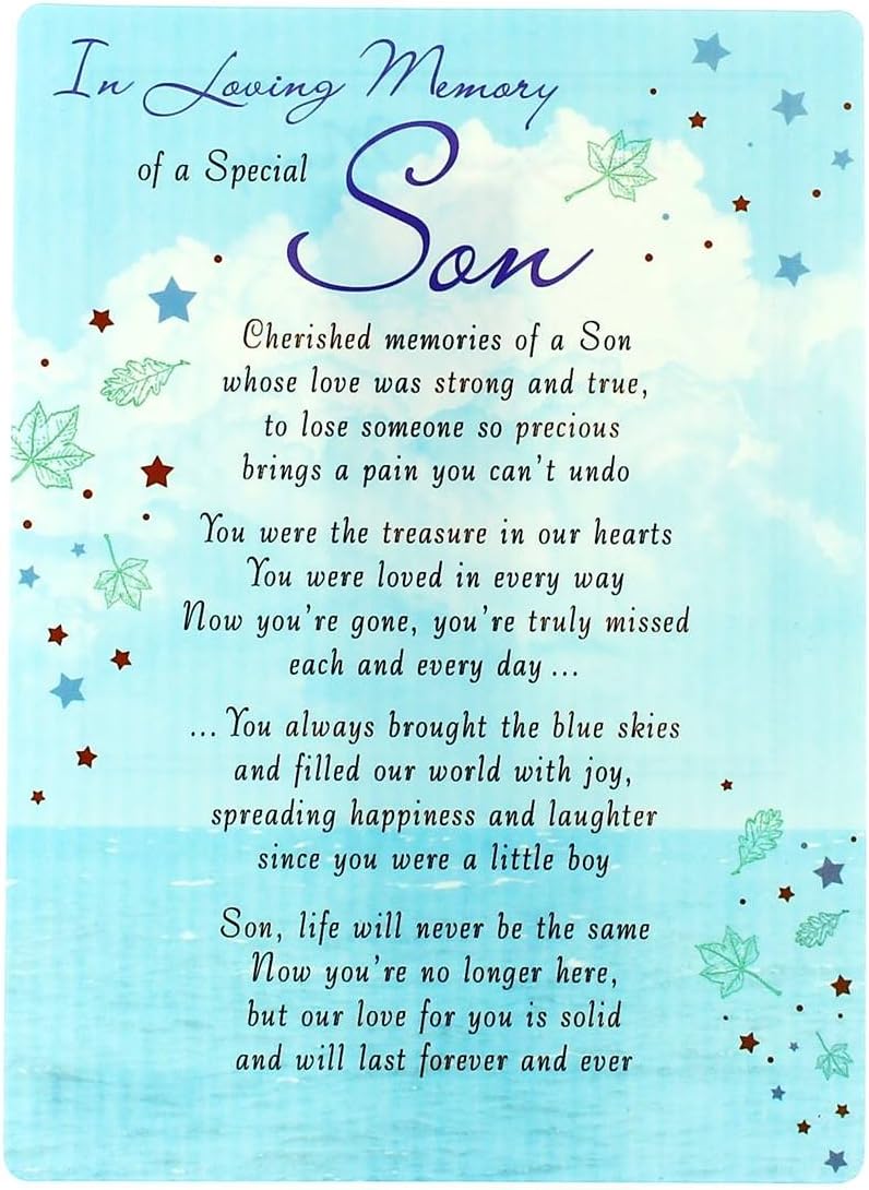 Special Thoughts Grave Memorial Card Loving Memory of a Special Son ...