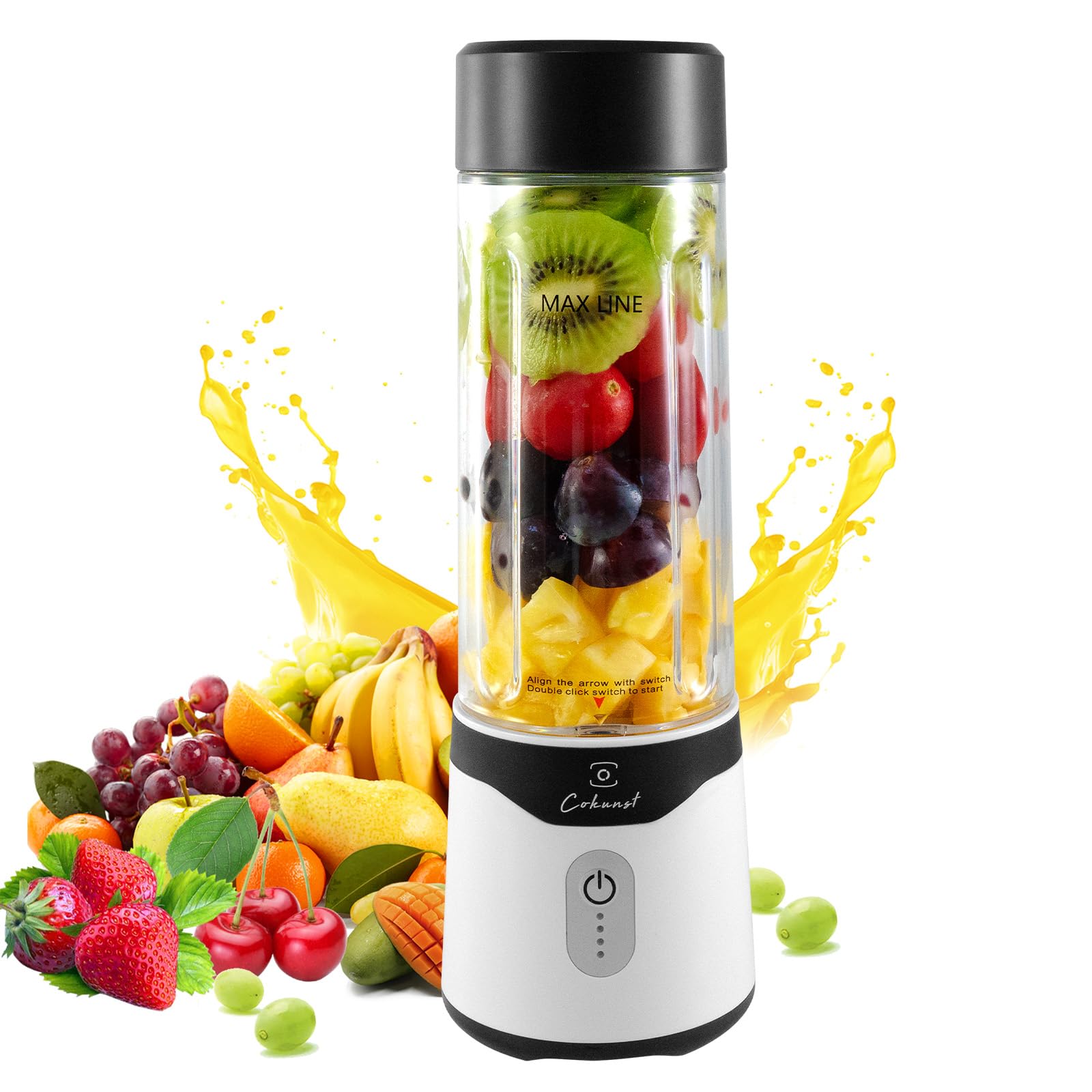 Buy COKUNST 18oz Portable Blender with 6 Blades for Protein & Shakes ...
