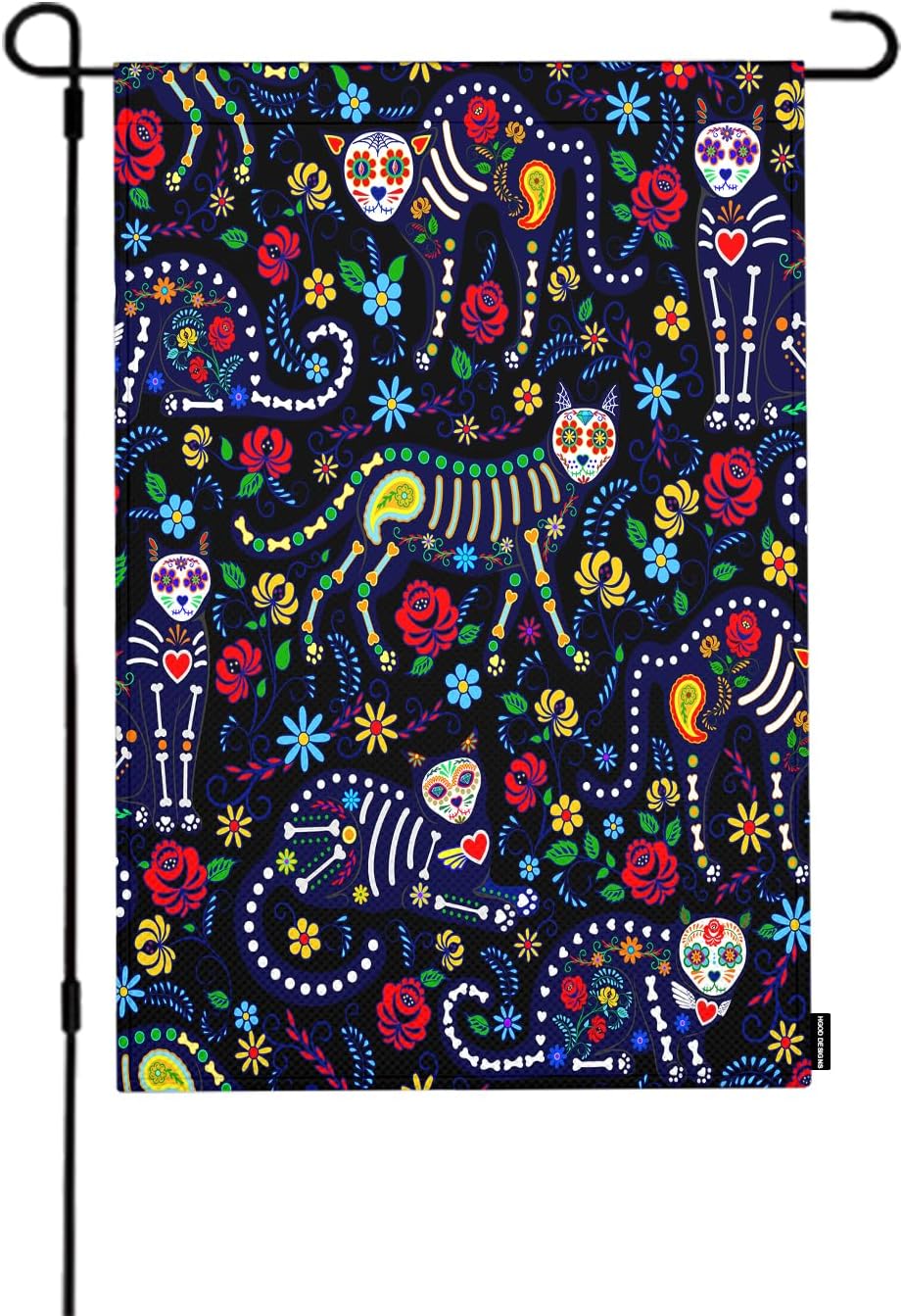 Amazon.com : HGOD DESIGNS Calavera Cats Garden Flag 12x18 Inch Double ...