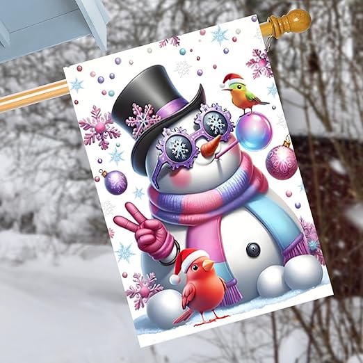 Amazon.com : Snowman Garden Flags 28X40 Double sided, winter funny ...