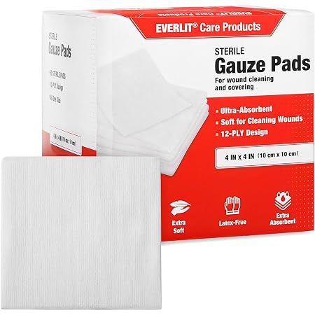 Amazon.com: 100pc Large Sterile Gauze Pads 4x4 Sterile for Wounds Bulk ...