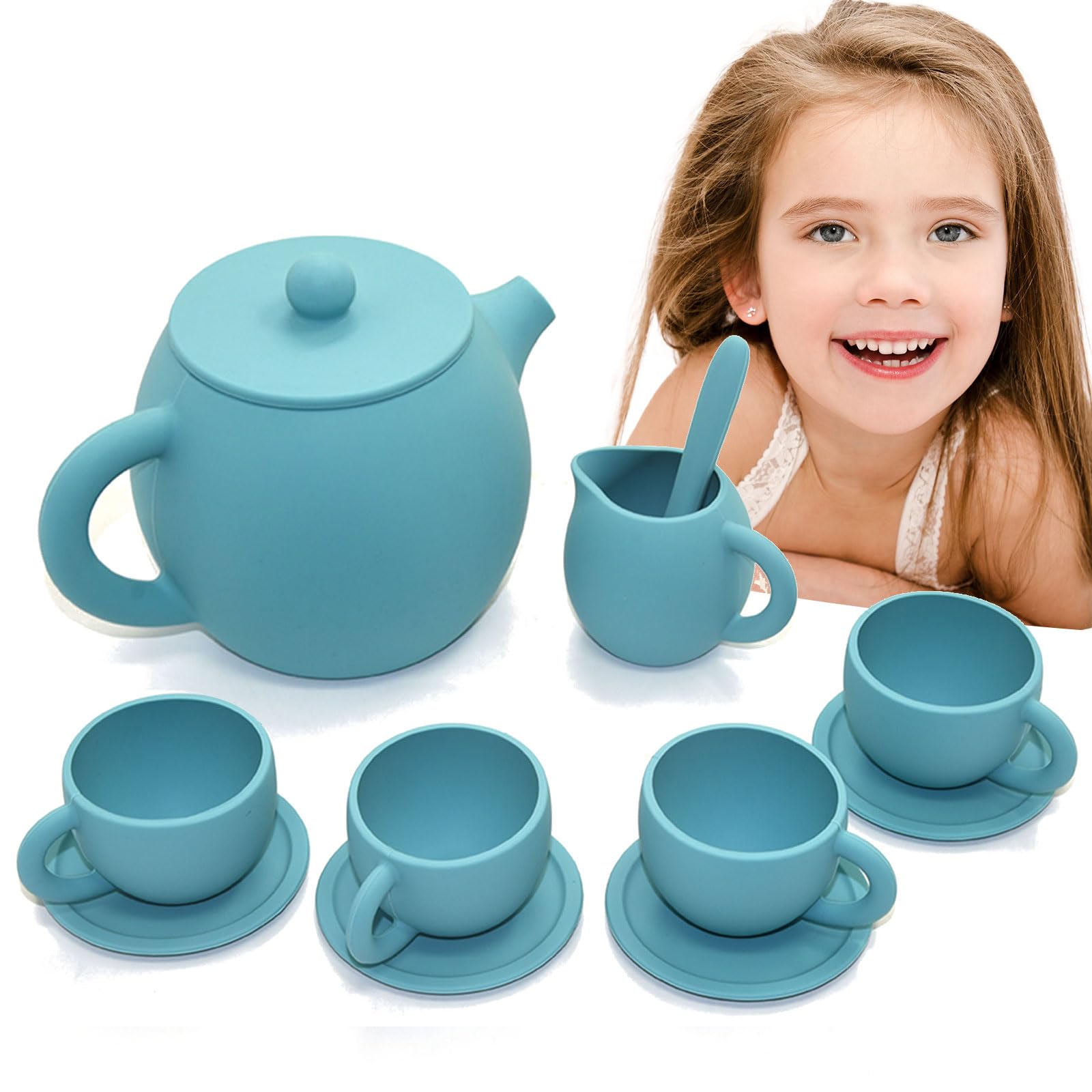 Amazon.com: Silicone Tea Set, Silicone Tea Party Set, Pretend Play Tea ...