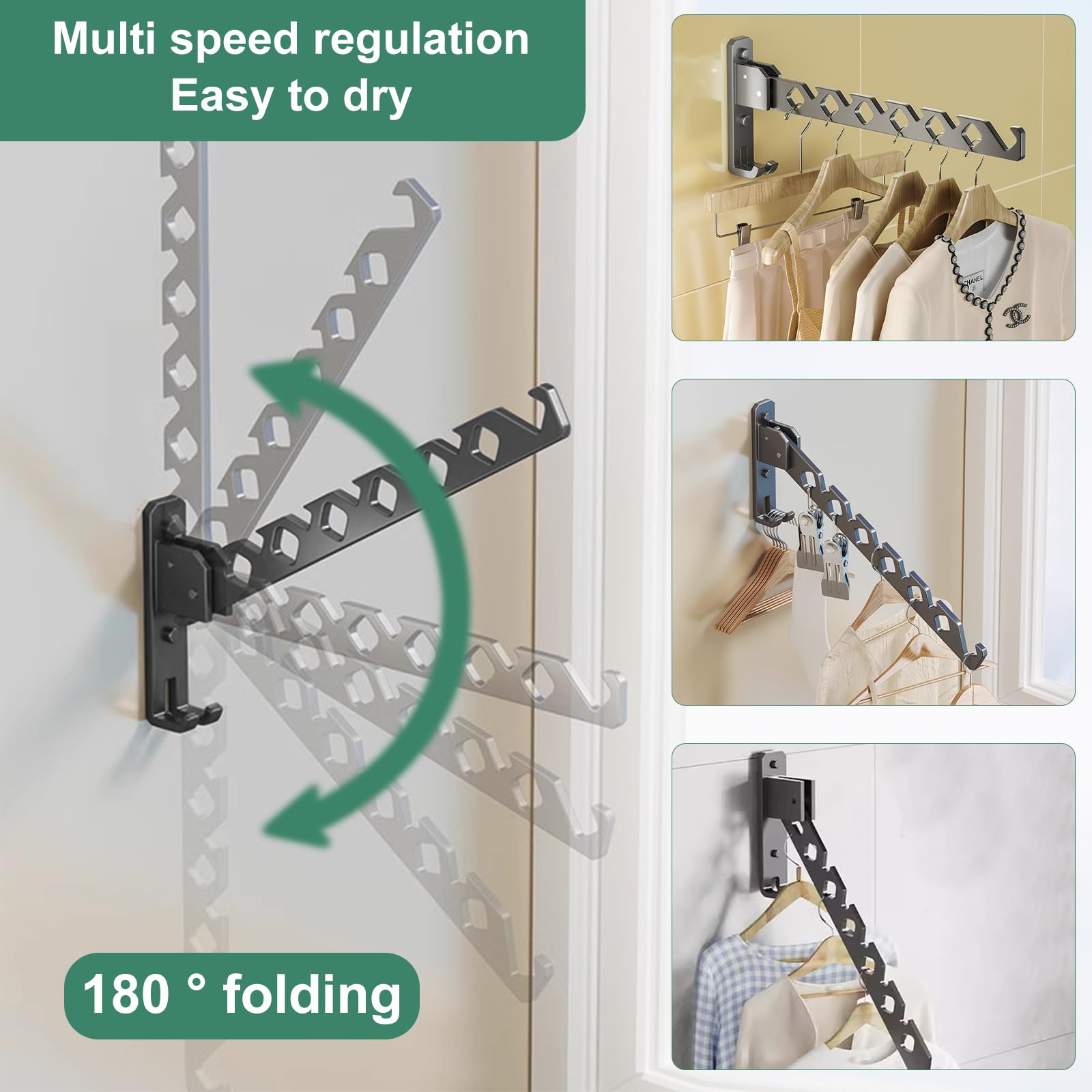 Ksvaye Wall-Mounted Clothes Airer Wall Mounted Drying Rack 180 Clothes ...