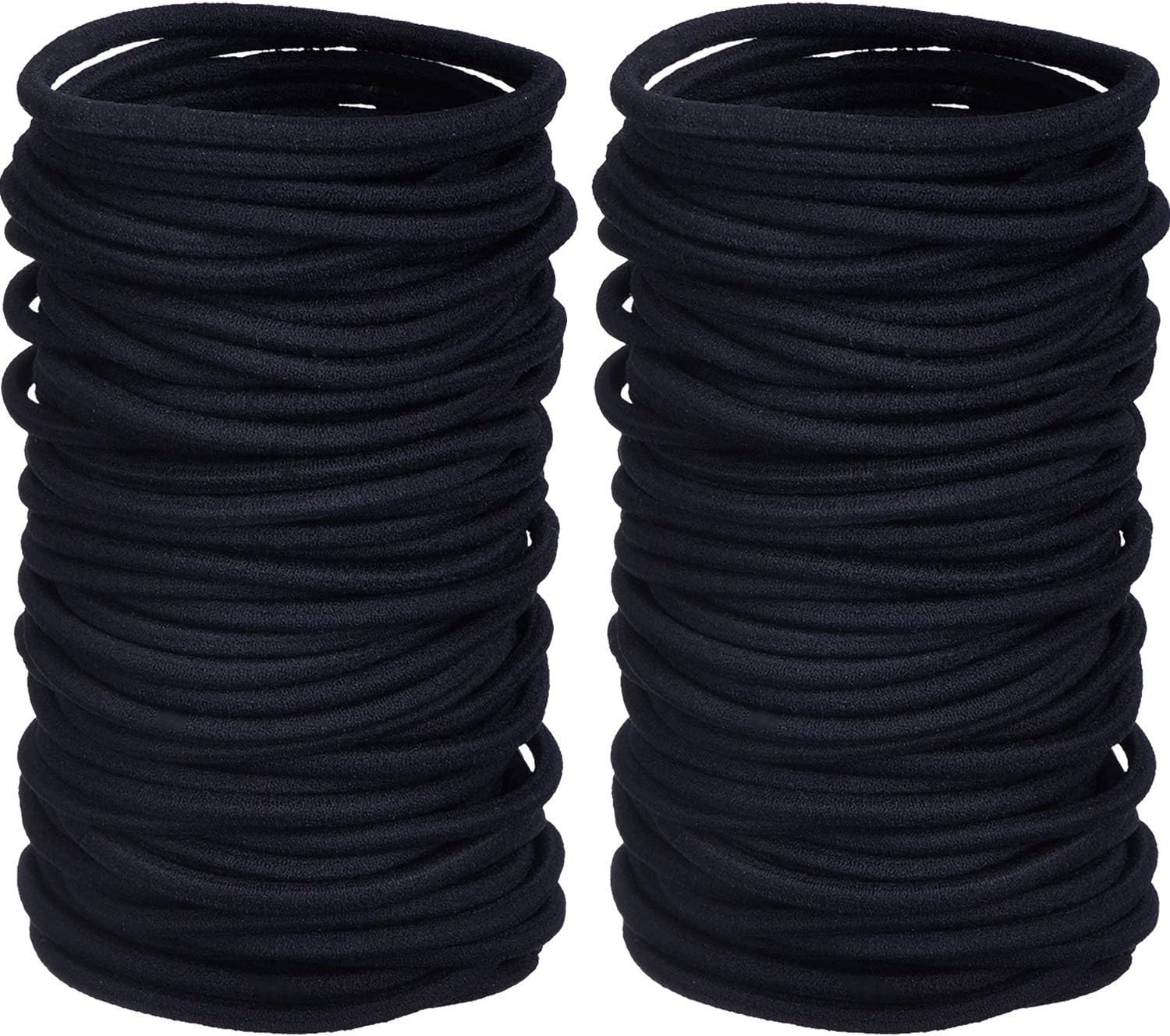 Lordap 100 pcs 4mm Black Hair Elastic Ties for Thick and Curly Hair No ...