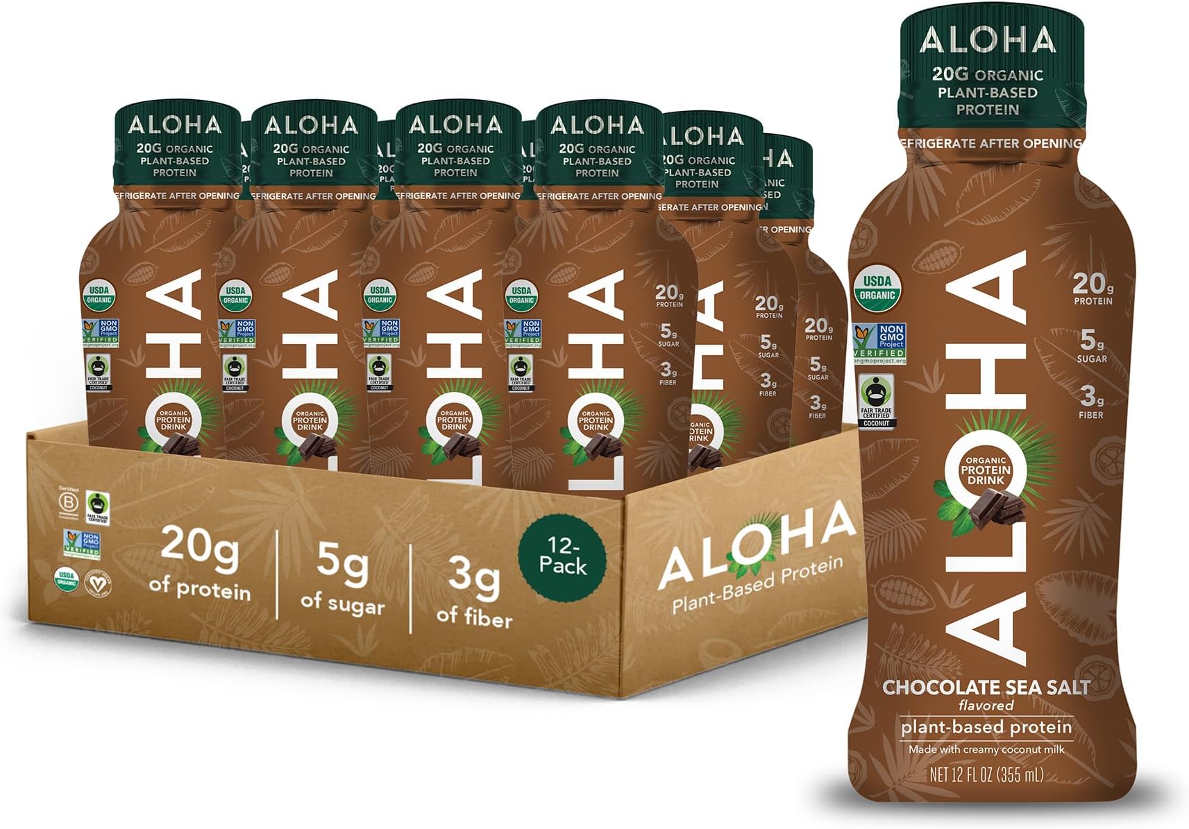 Amazon.com: ALOHA Organic Plant Based Ready to Drink Protein Shake ...