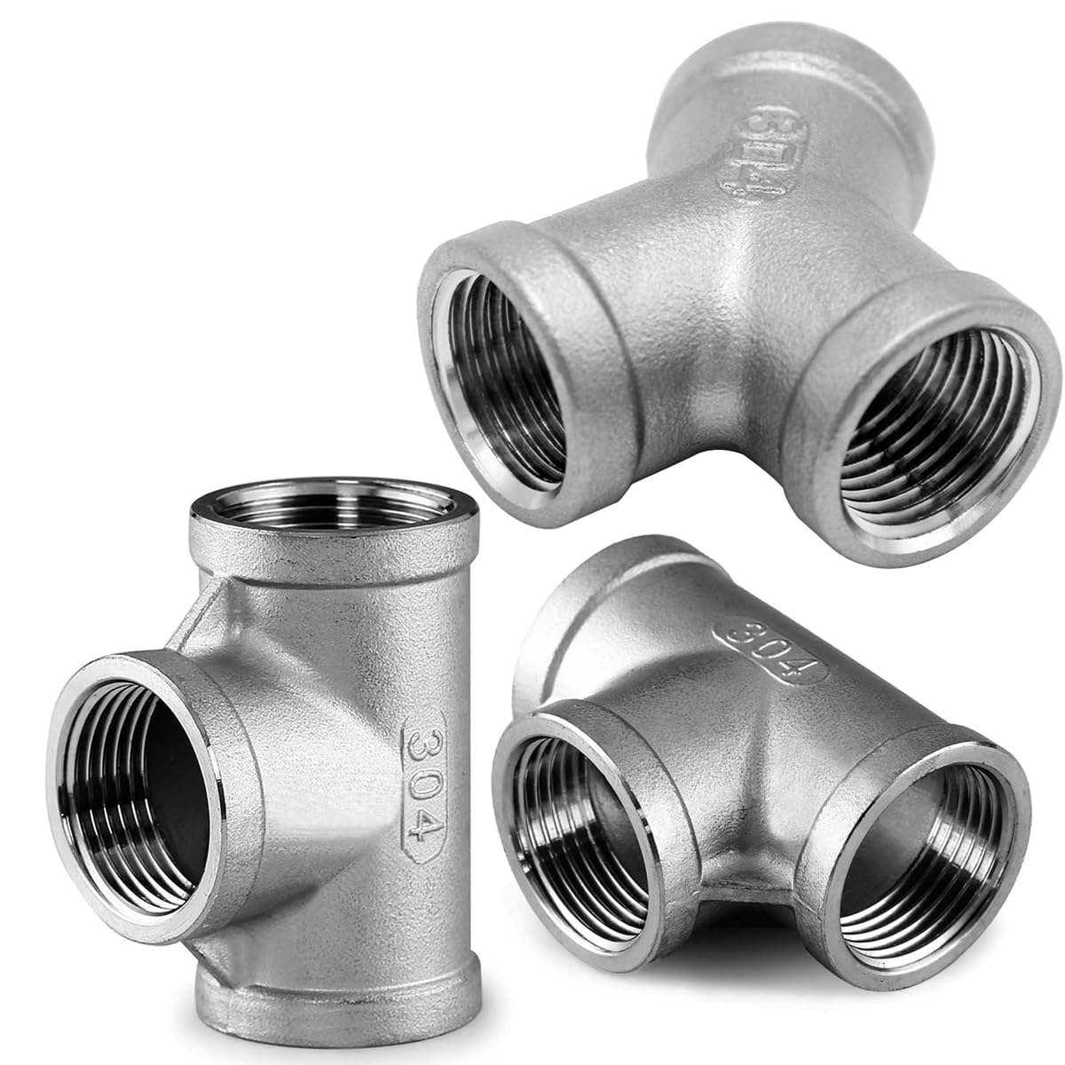 Amazon.com: Stainless Y Female NPT &T Female NPT 3 Way Pipe Fitting ...