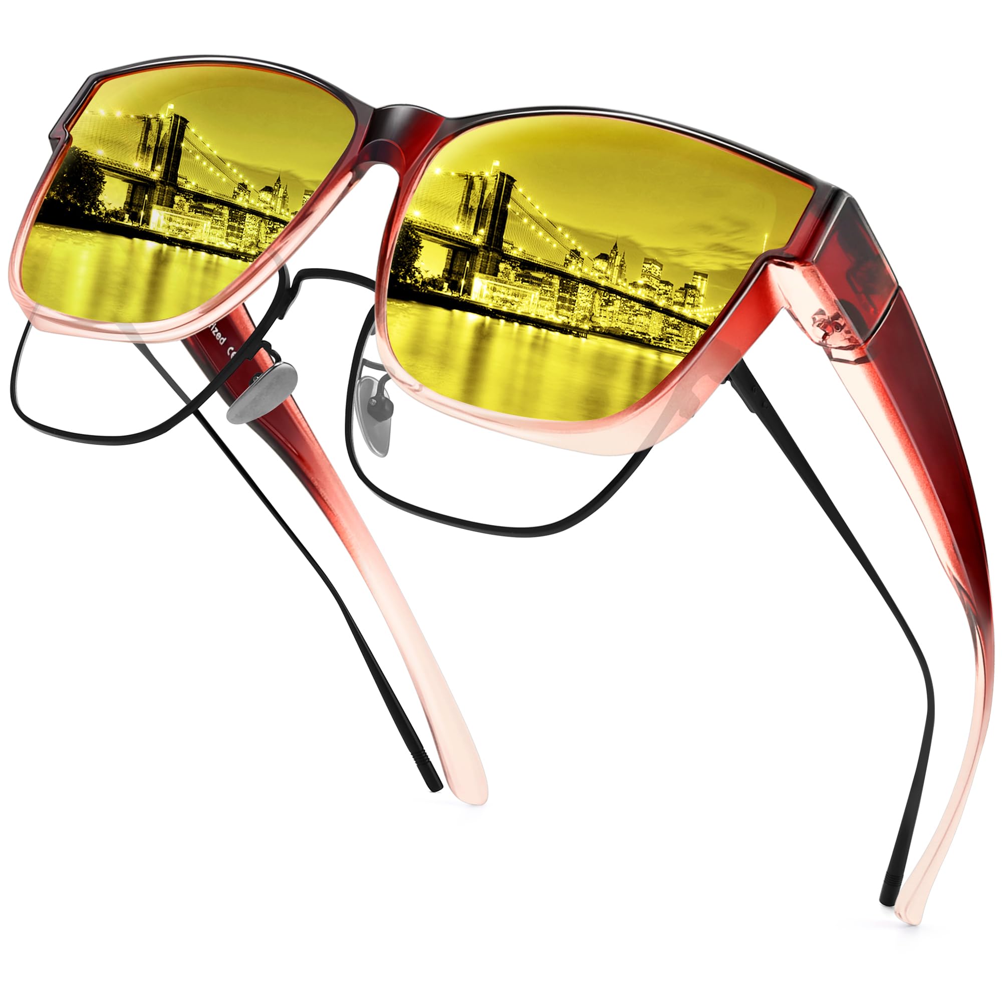 Snapklik.com : URUMQI Night Vision Driving Glasses Fit Over Eyeglasses ...