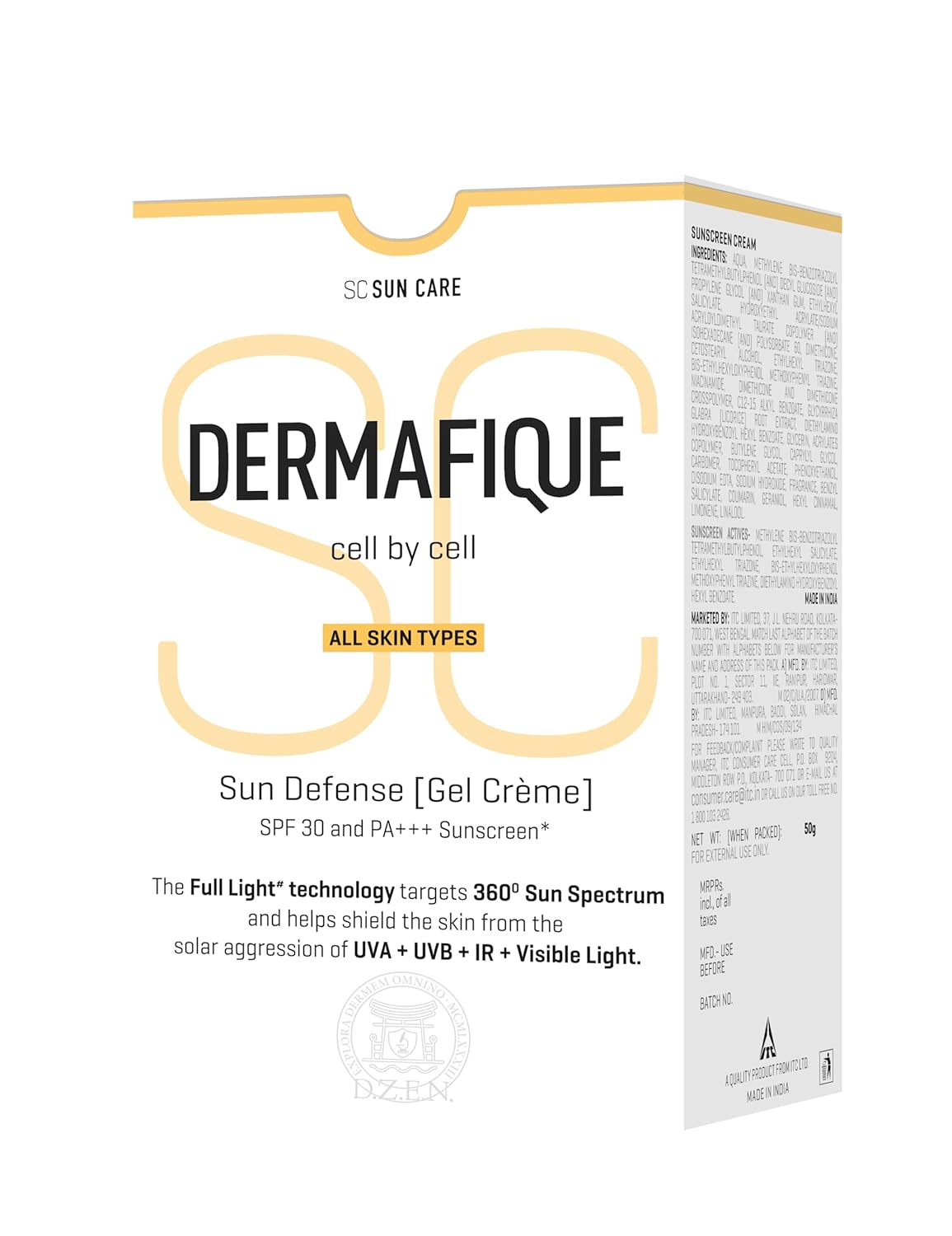 Dermafique Sun Defense Gel Crème, SPF 30, PA +++ Sunscreen 50g, All ...