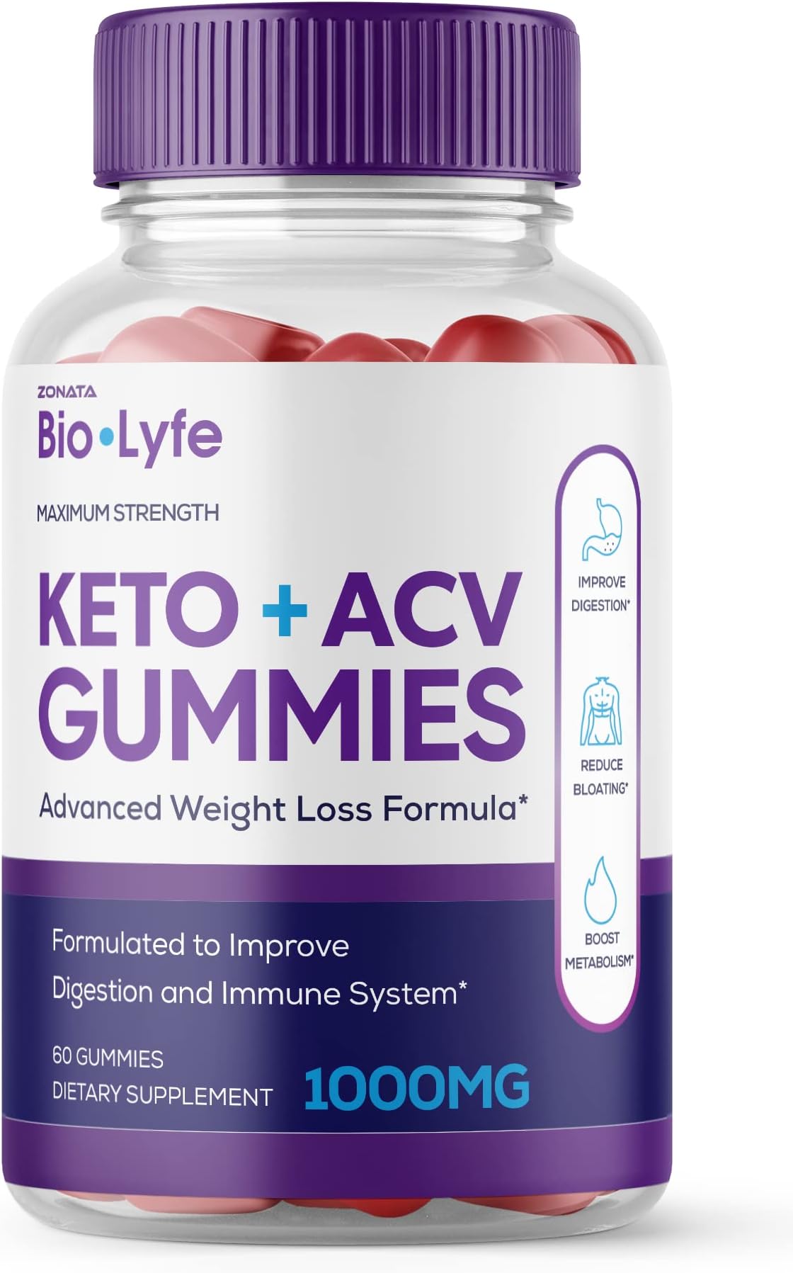 Amazon.com: Zonata Bio-Lyfe Keto Gummies, Bio Lyfe ACV Keto Gummies, 60 ...