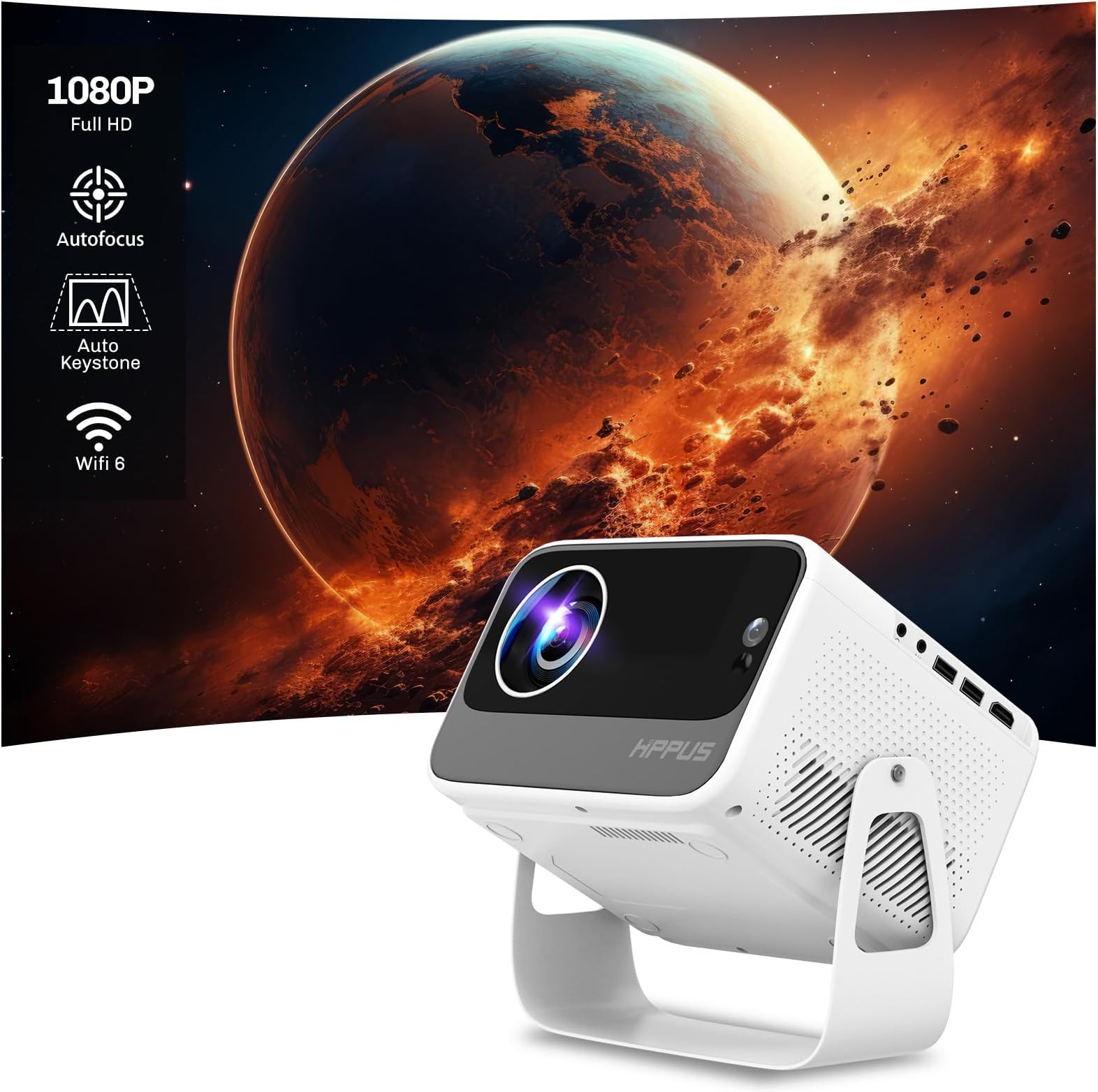 Amazon.com: [Auto Focus/Keystone]HIPPUS Projector with WiFi 6 and ...