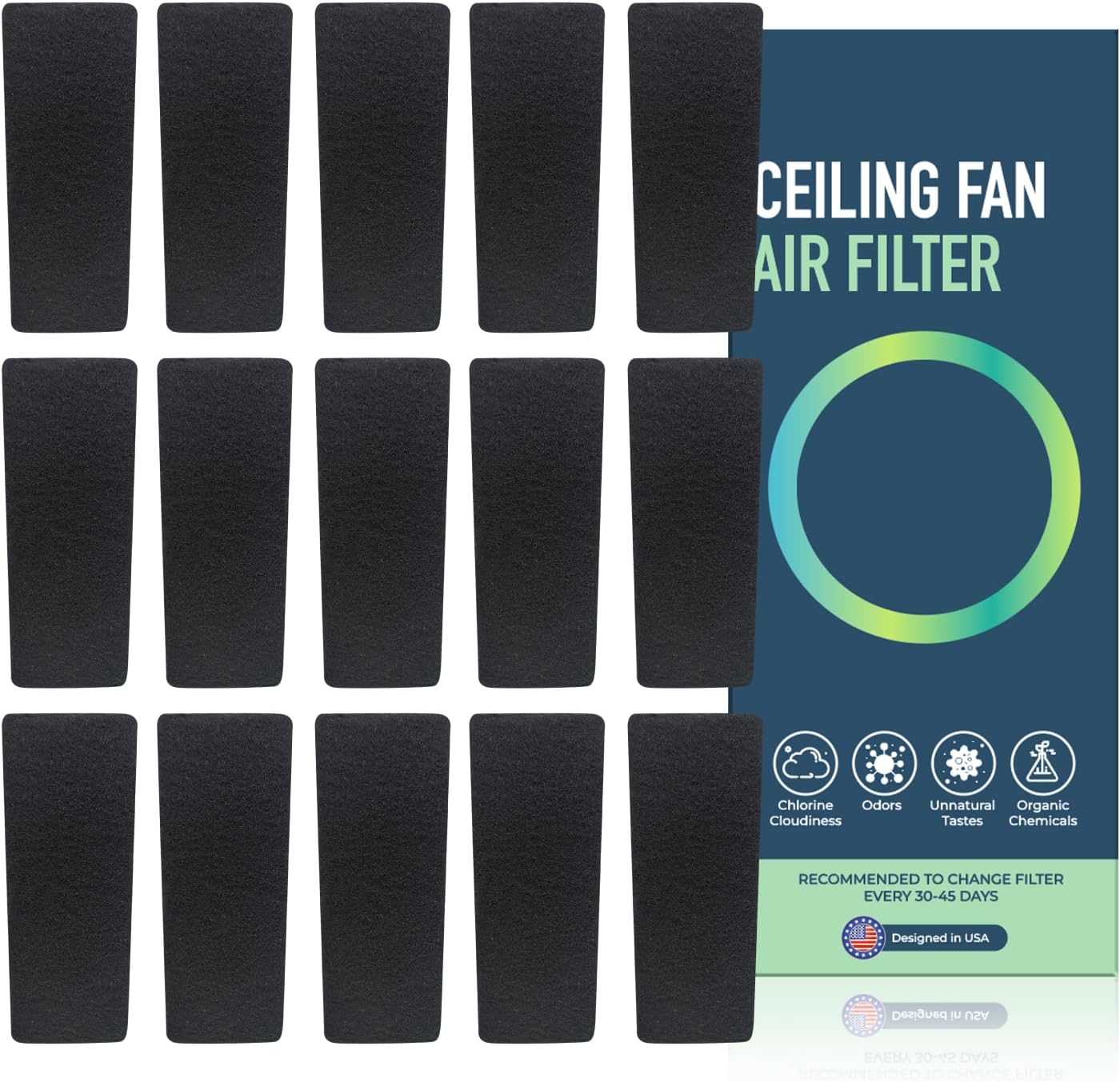 JJI Ceiling Fan Air Filter - Activated Charcoal Ceiling Fan Filters for ...