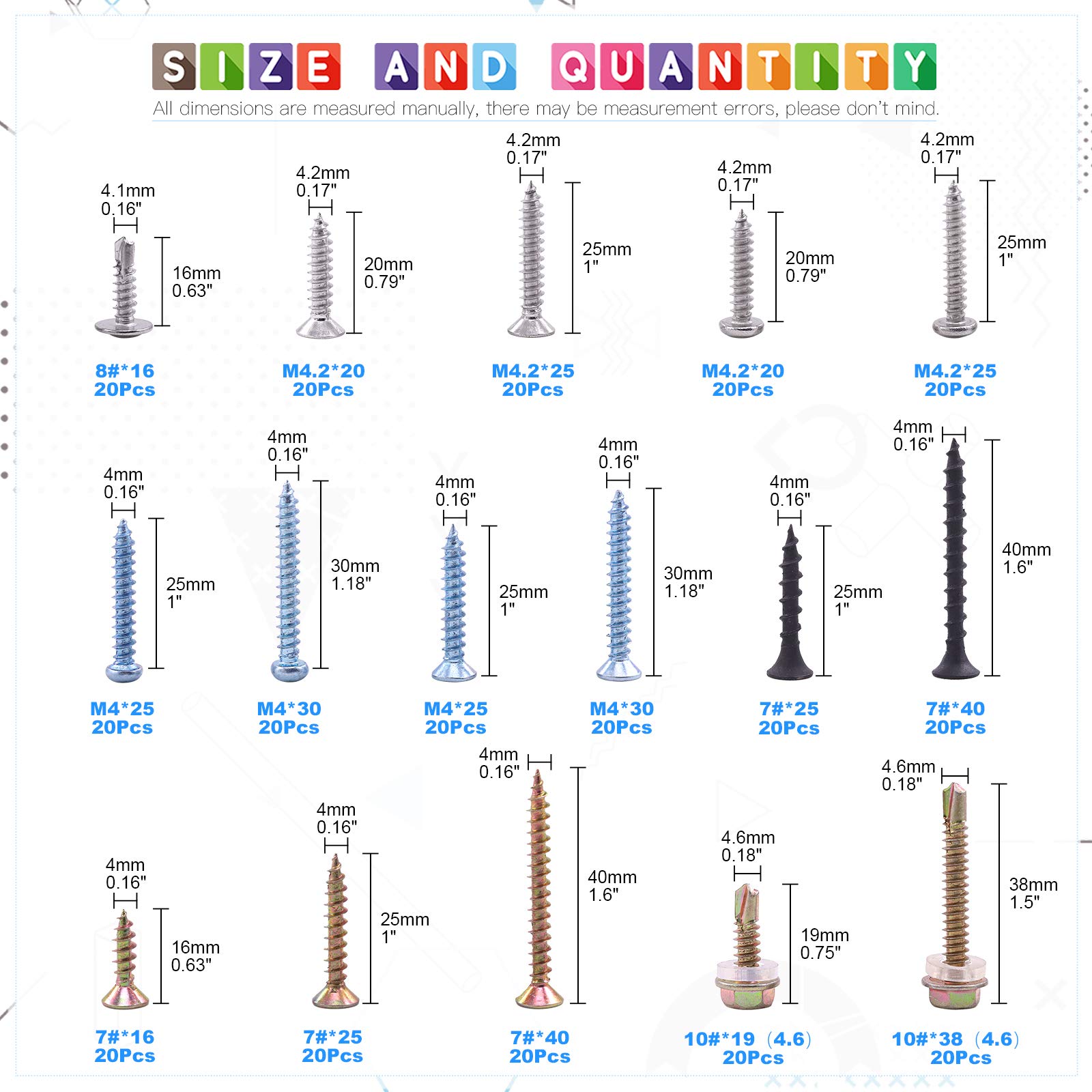 Snapklik.com : Glarks 320Pcs Mixed Self Drilling Screws And Self ...