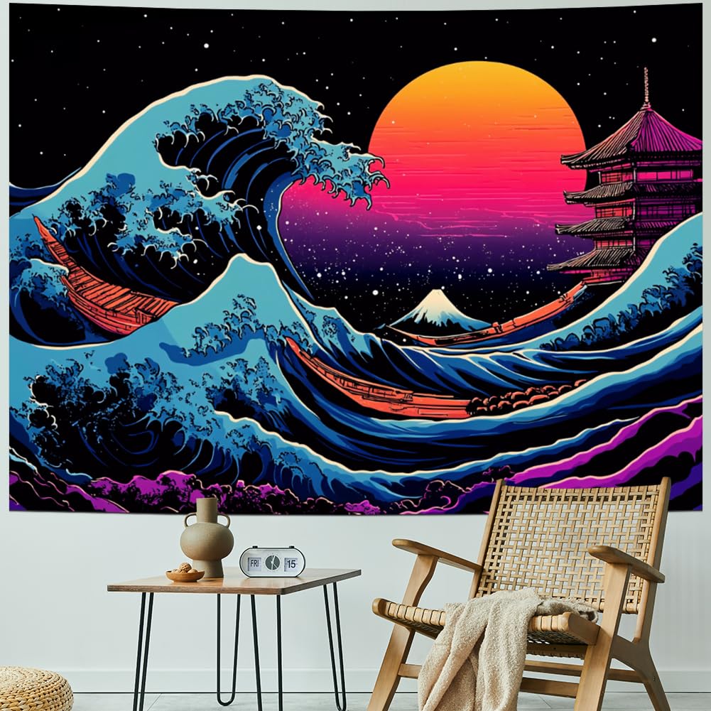 Amazon.com: Serborlur The Great Wave Tapestry Japanese Kanagawa ...