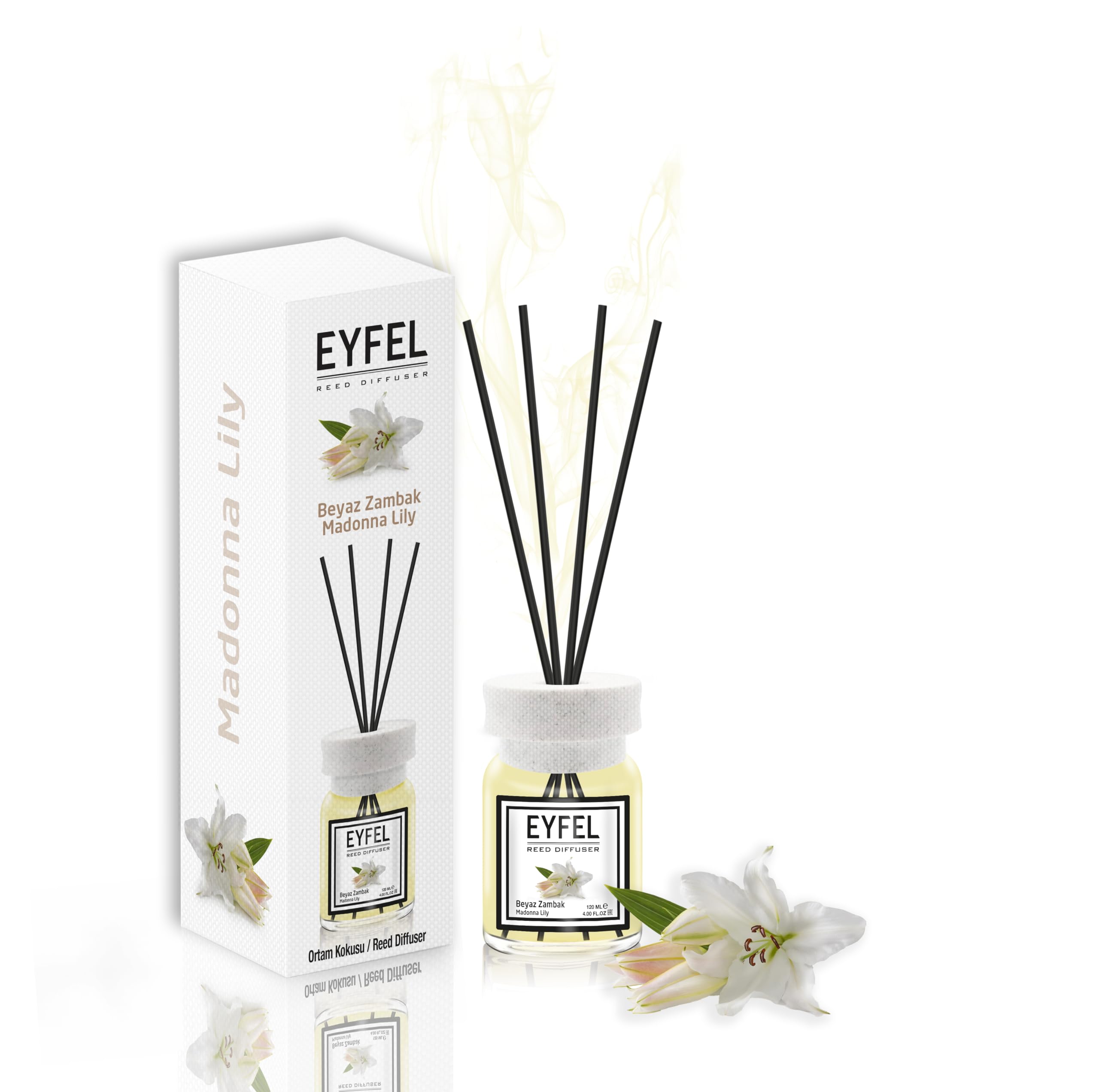 Amazon.com: EYFEL Reed Diffusers for Home – Madonna Lily Reed Diffuser Set 4.05 fl oz Oil ...