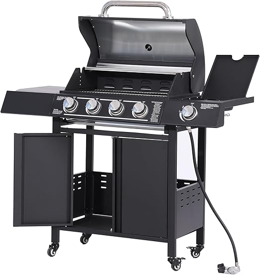 Amazon.com: LETATA 4 Burners Gas Propane Grill with Side Burner ...