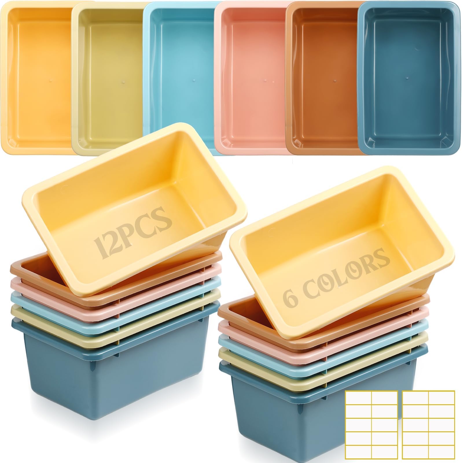 Amazon.com: Tuanse 24 Pack Small Plastic Cubby Bins Colorful Storage ...