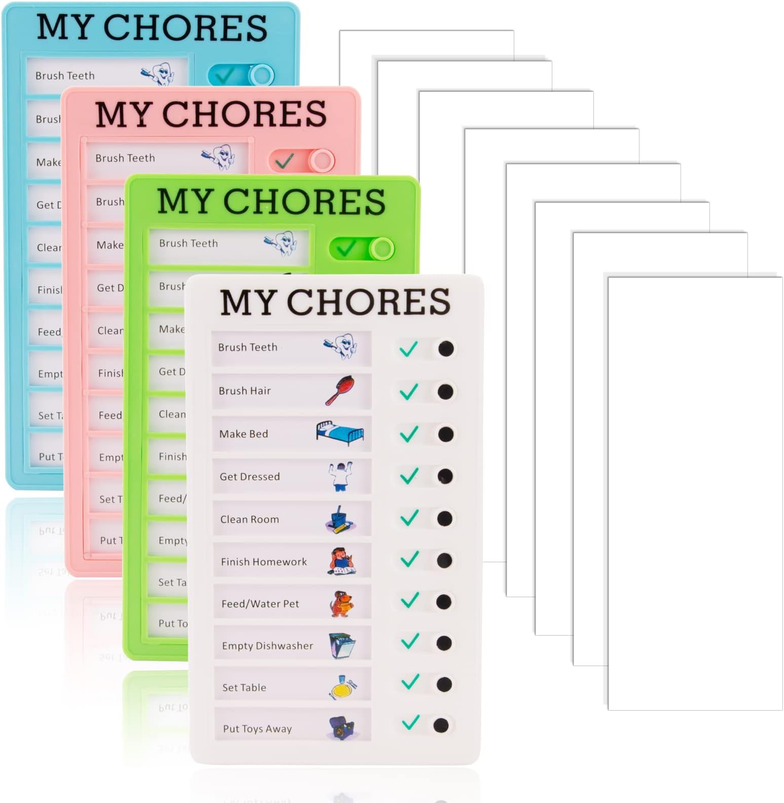Amazon.com : 2 Pieces Chores Chart for Kids-Visual Schedule, Plastic ...