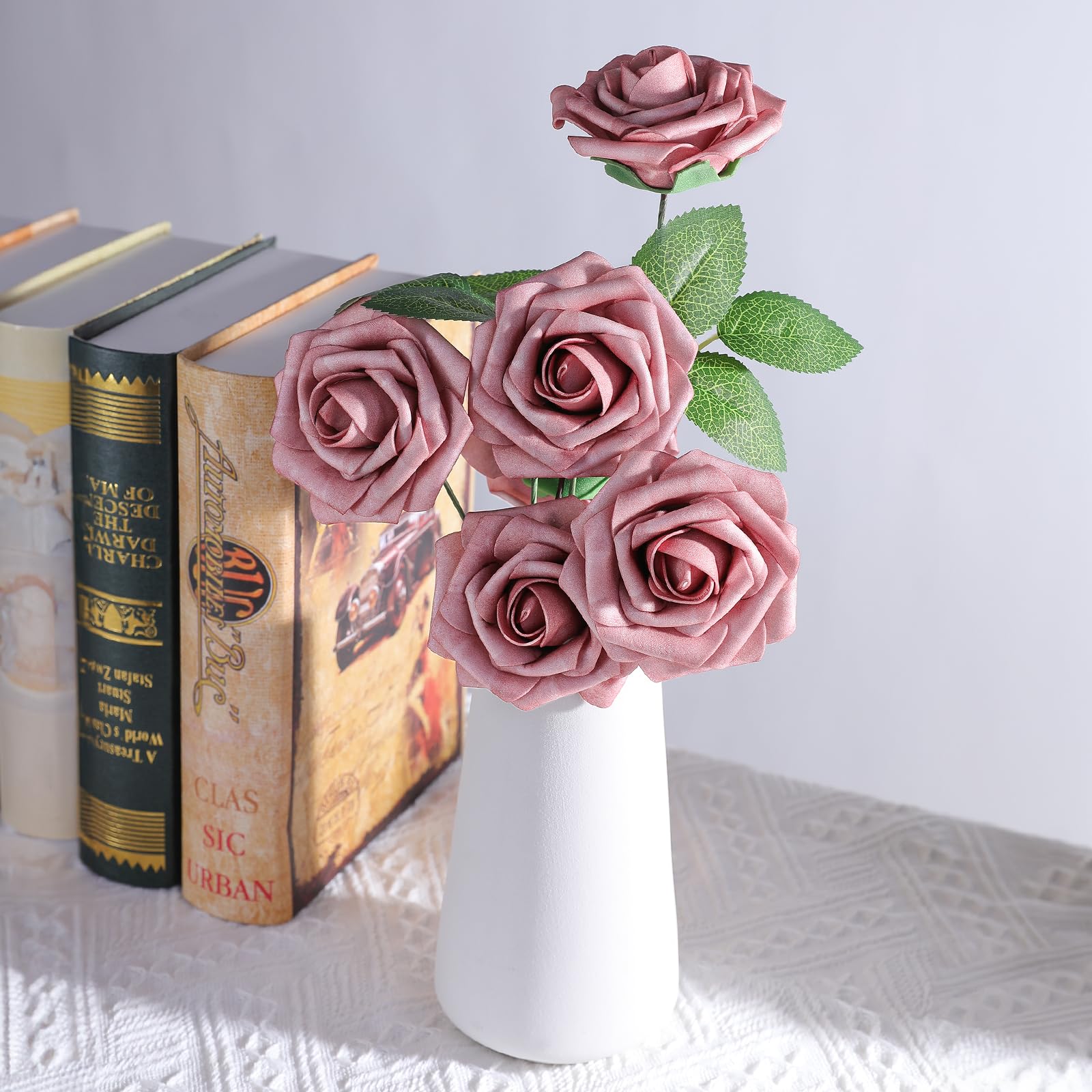Snapklik.com : Artificial Flowers Dusty Rose 25pcs Real Looking Fake ...