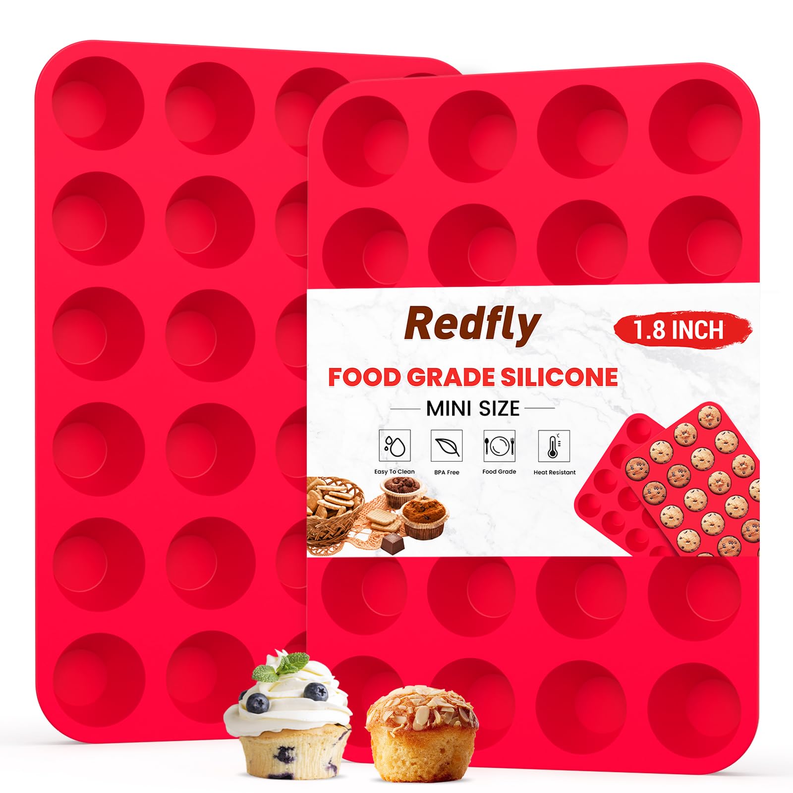 Snapklik.com : Redfly 2 Pack Silicone Muffin Pan & Mini Cupcake Pans ...