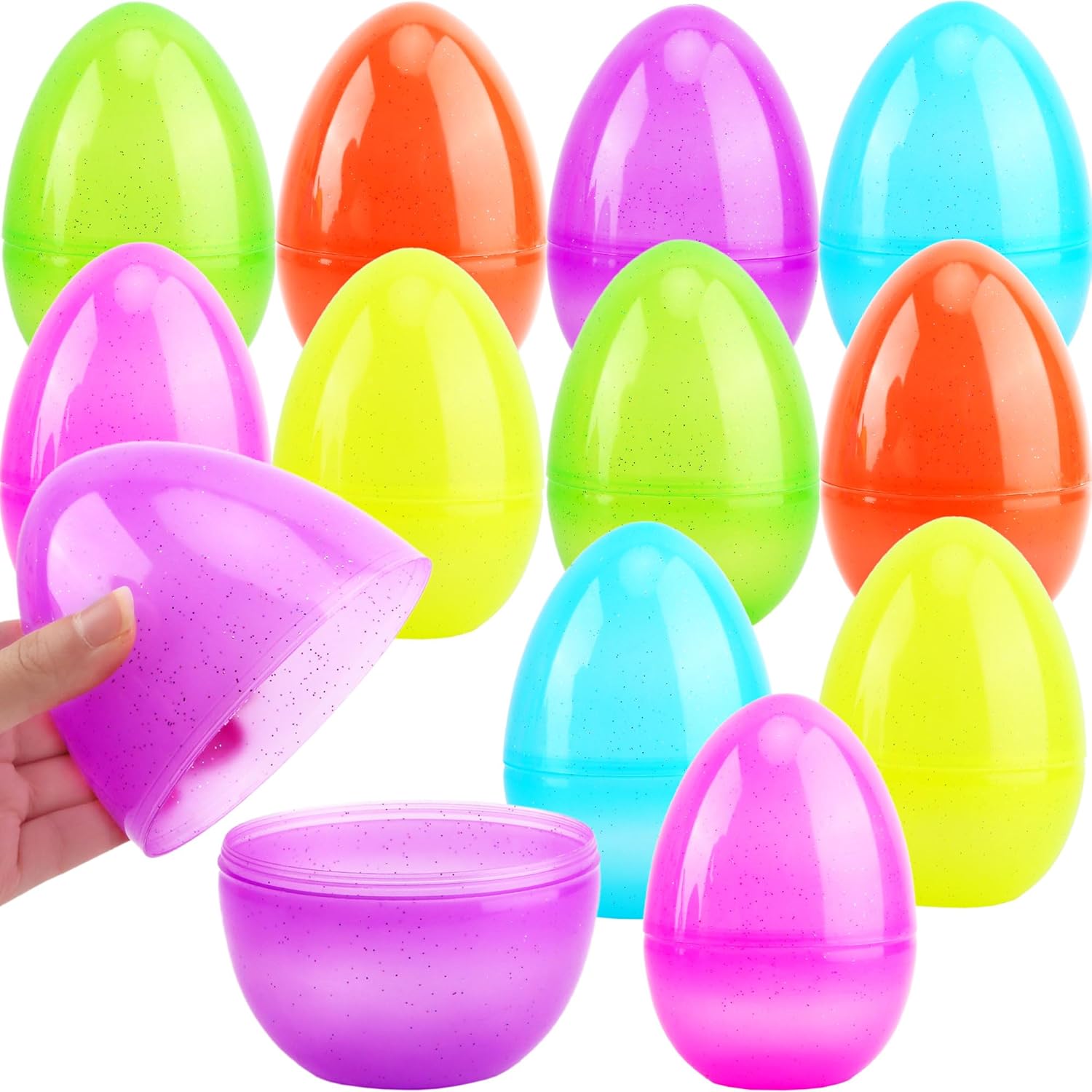 Amazon.com: Swakuta 12 Pack 6 Inch Large Clear Glitter Easter Eggs ...