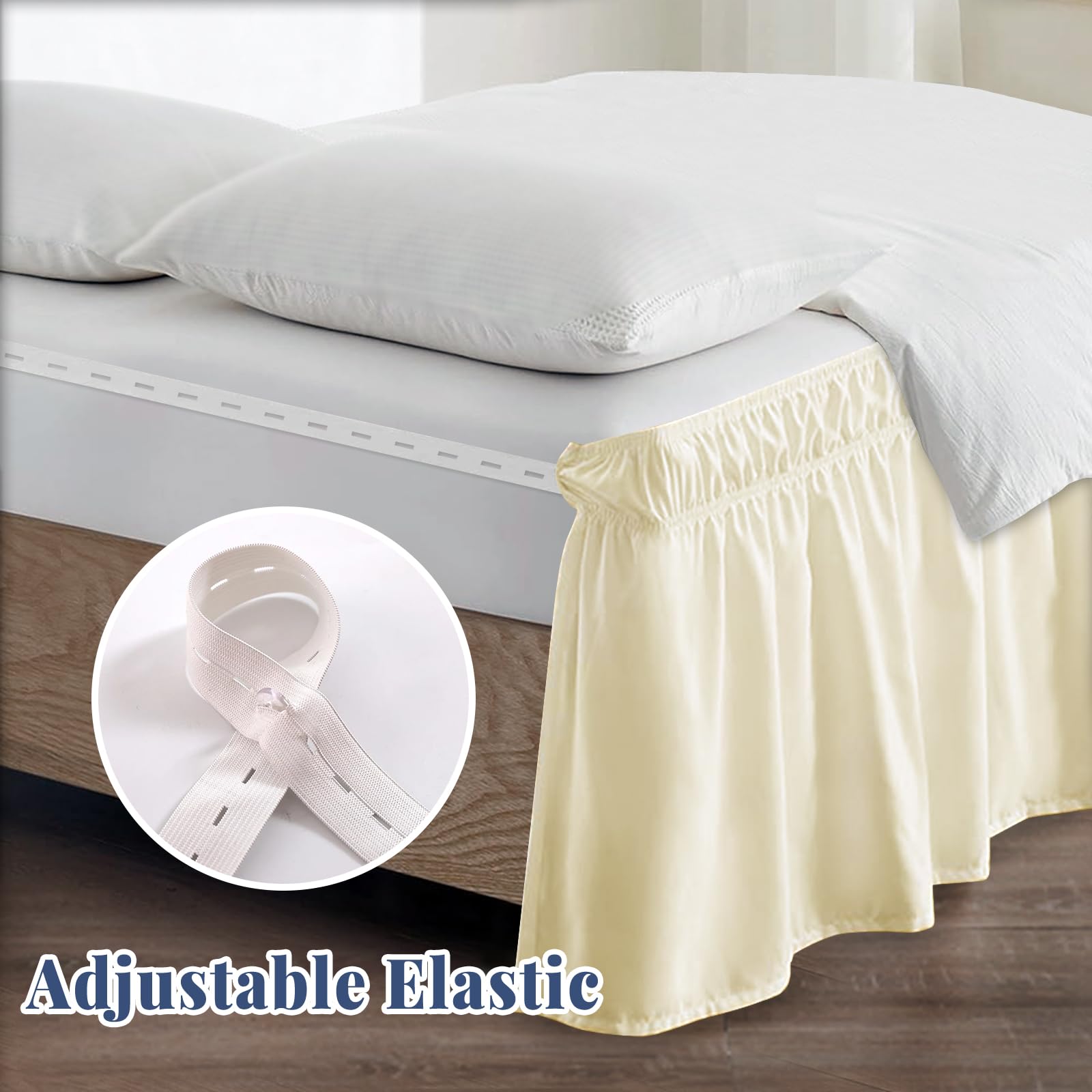 Snapklik.com : ANARACHON Queen Bed Skirt, Elastic Wrap Around Bed Skirt ...